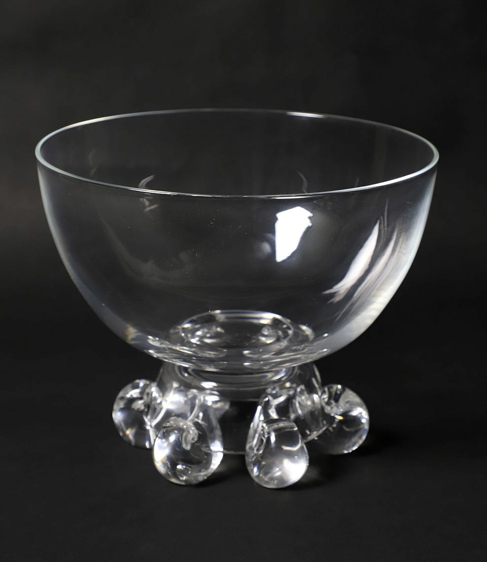 Large Vintage Signed Steuben Clear Crystal Glass Centerpiece Bowl ...