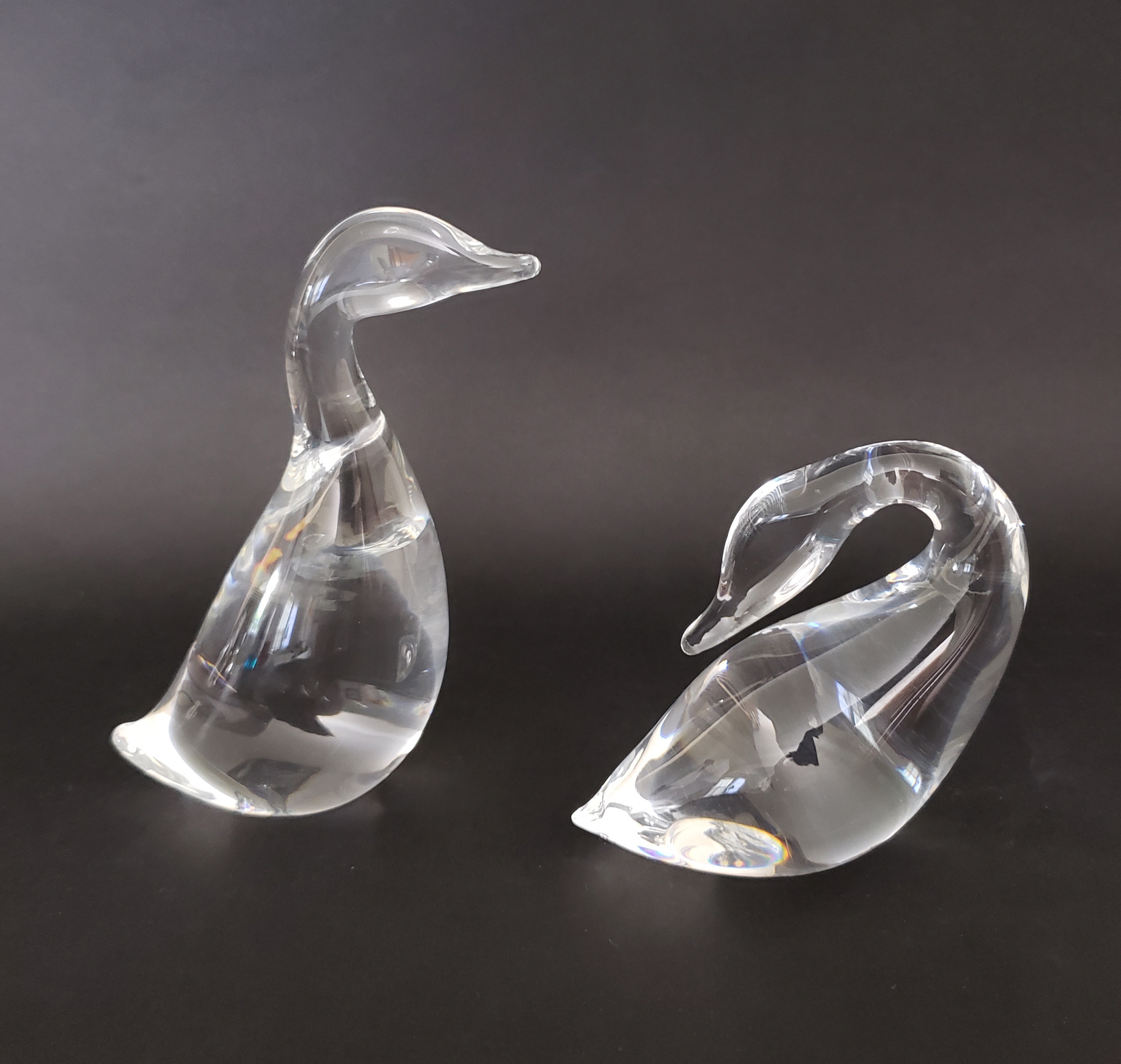 Lloyd Atkins Steuben Crystal Geese 1976 - Pair of Lloyd Atkins Signed ...