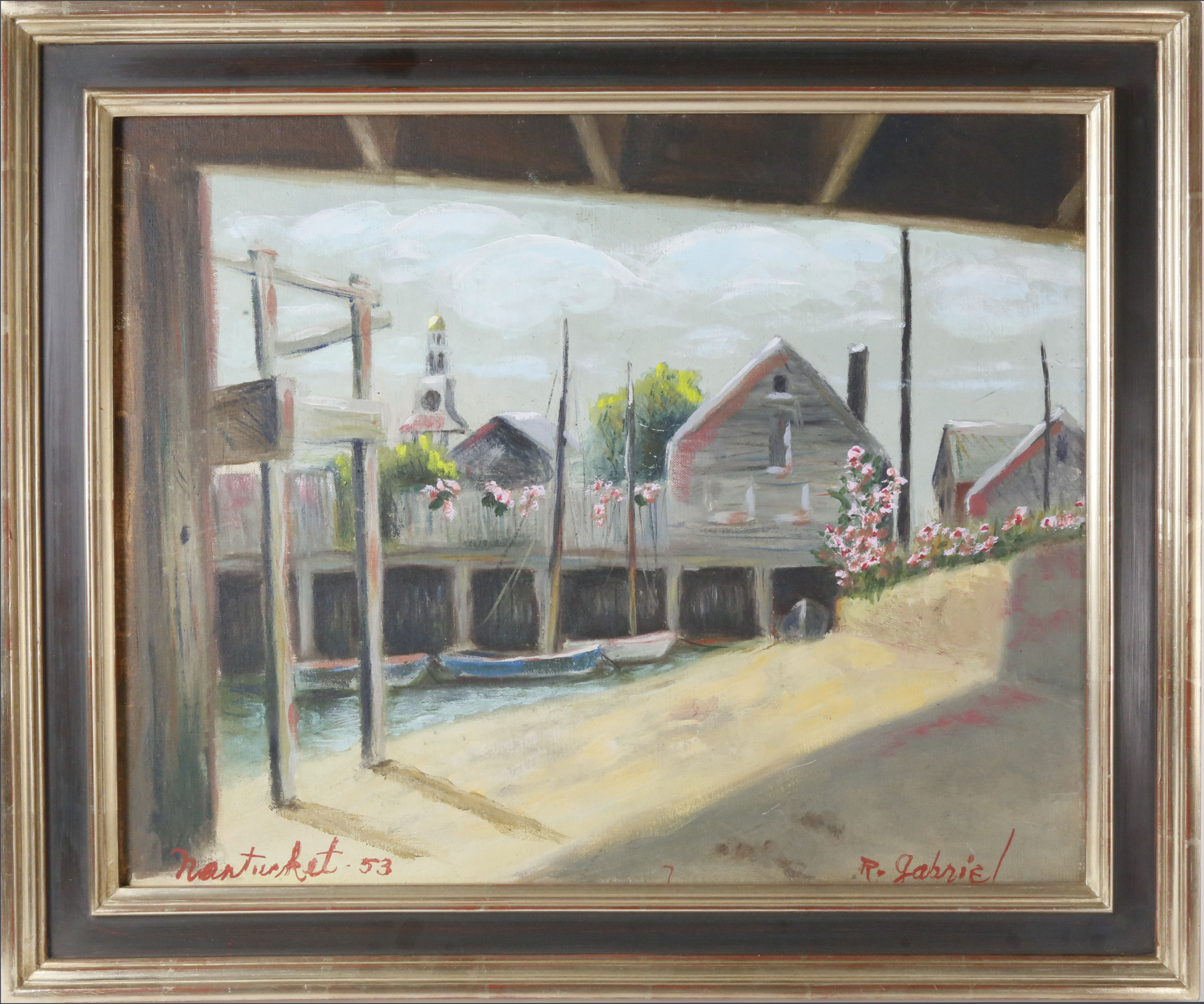 R. Gabriel Oil on Board "View of the Unitarian Church from the Wharf ...