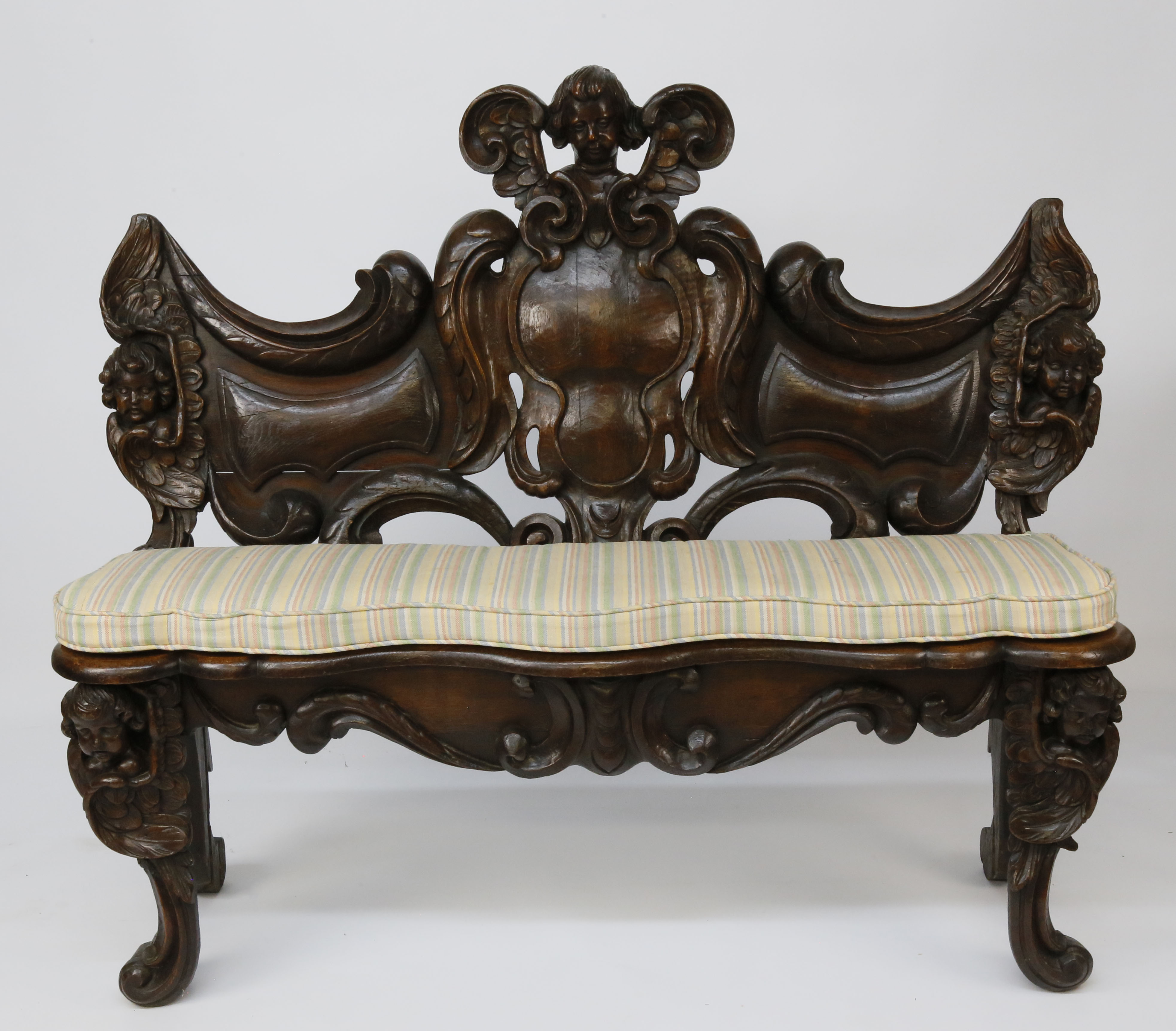 English Carved Oak Rococo Revival Hall Bench 19th century - English ...