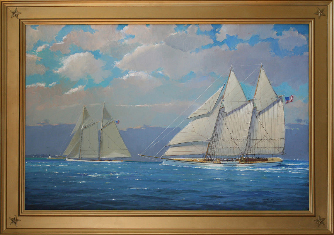 William Lowe Oil on Linen "Cruising off Nantucket Island" - William ...