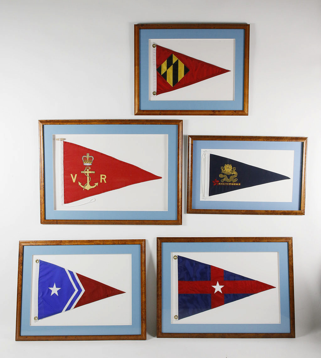Set of Five Framed Yacht Club Burgees - Set of Five Framed Yacht Club ...