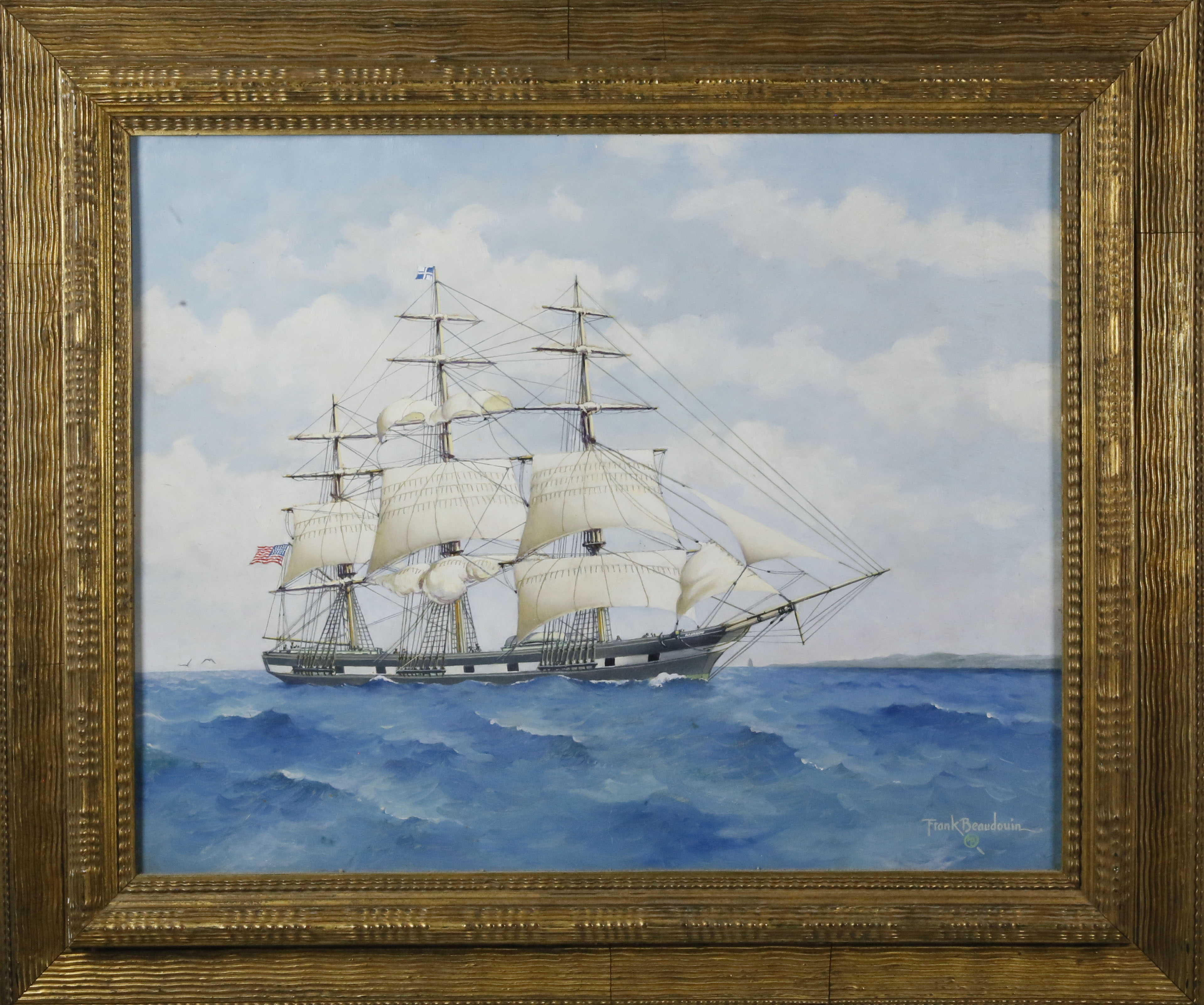 Frank Beaudonin Oil on Board Portrait of American Clipper "Rainbow ...