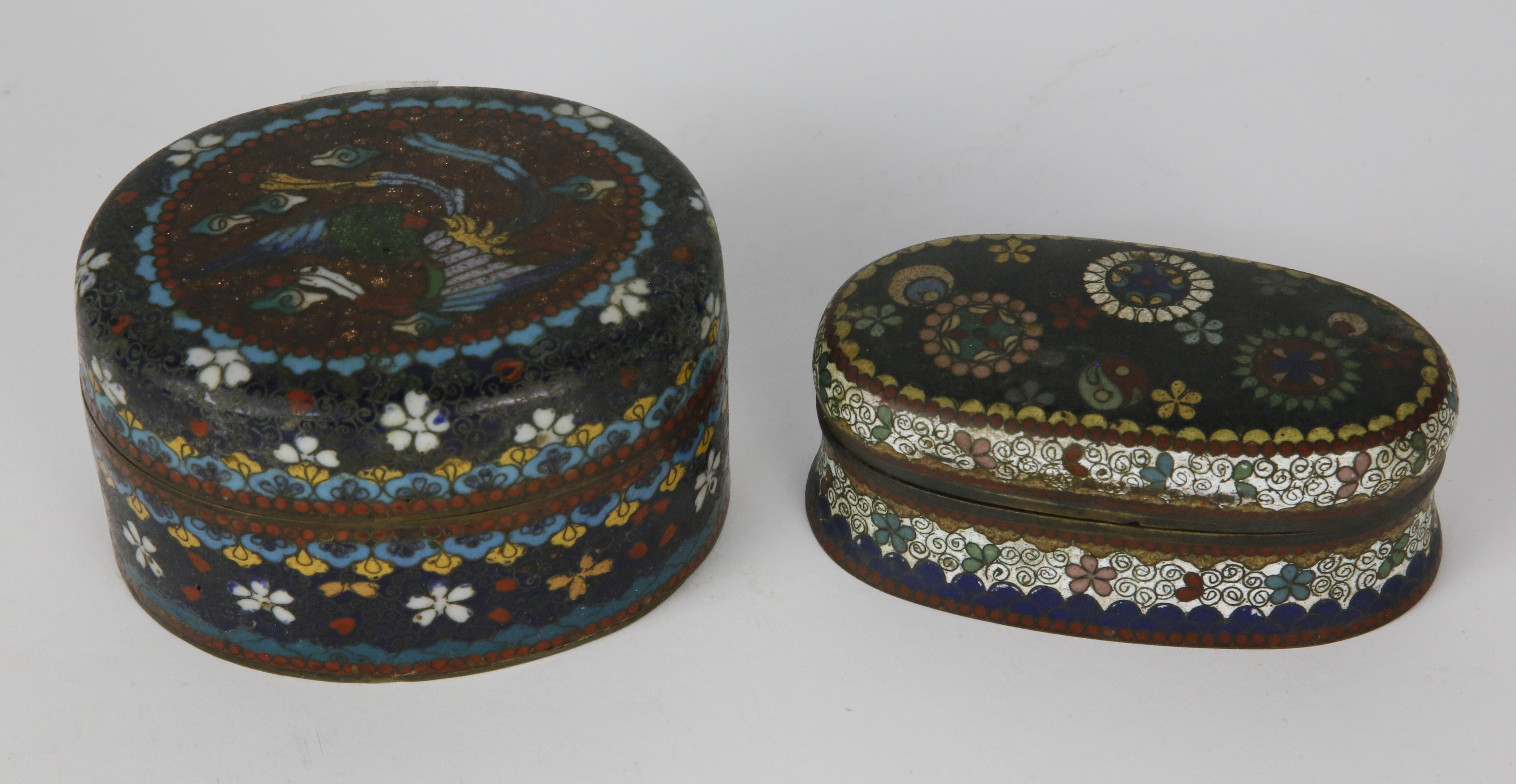 Two Asian Oval Cloisonne Boxes - Two Asian Oval Cloisonne Boxes ...