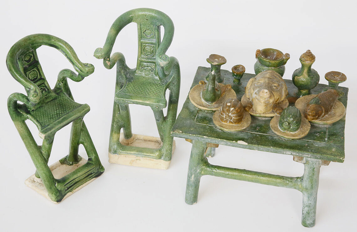 Miniature Chinese Pottery "Feast" Table Early 20th Century - Miniature ...