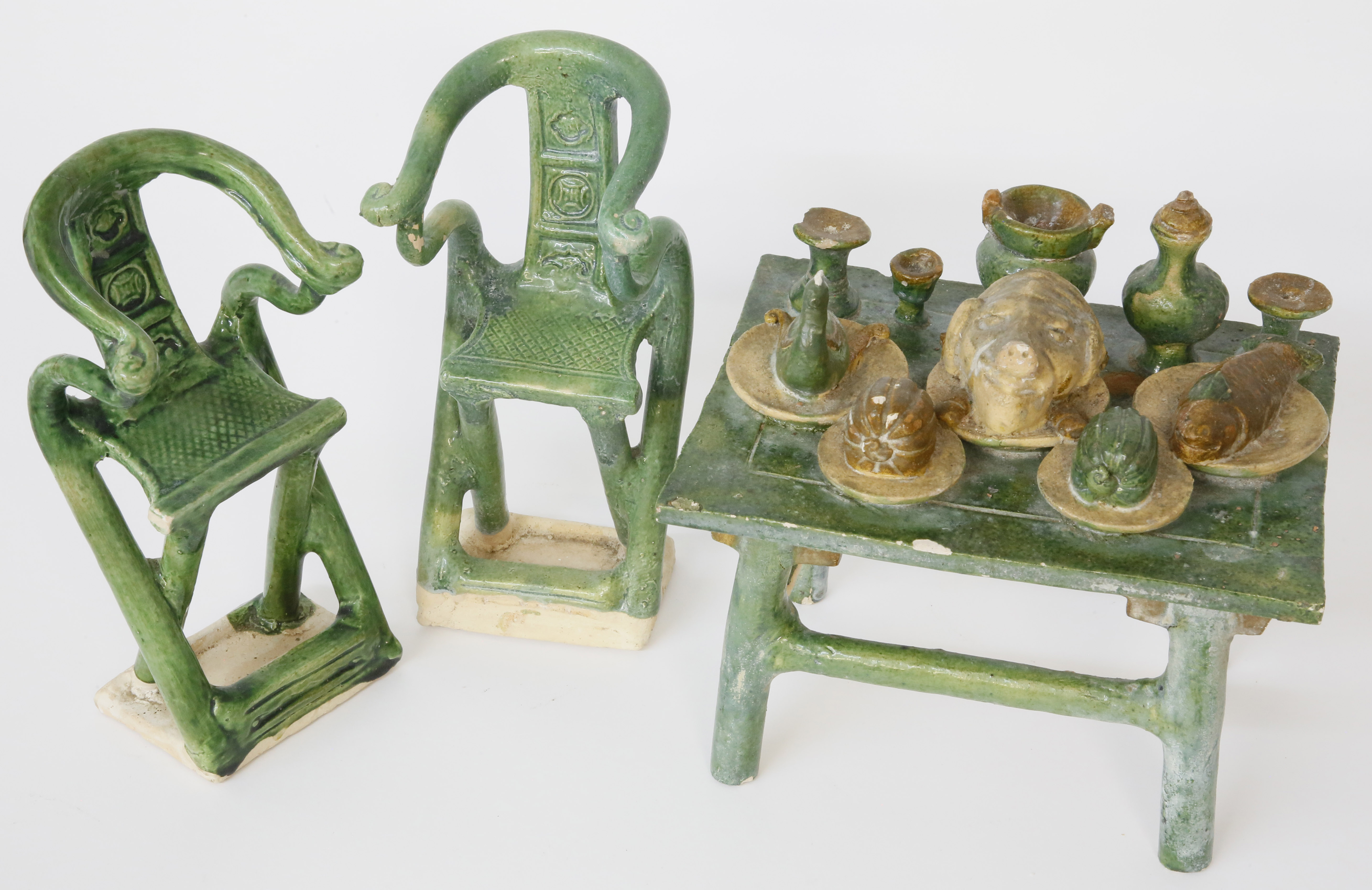 Miniature Chinese Pottery "Feast" Table Early 20th Century - Miniature ...