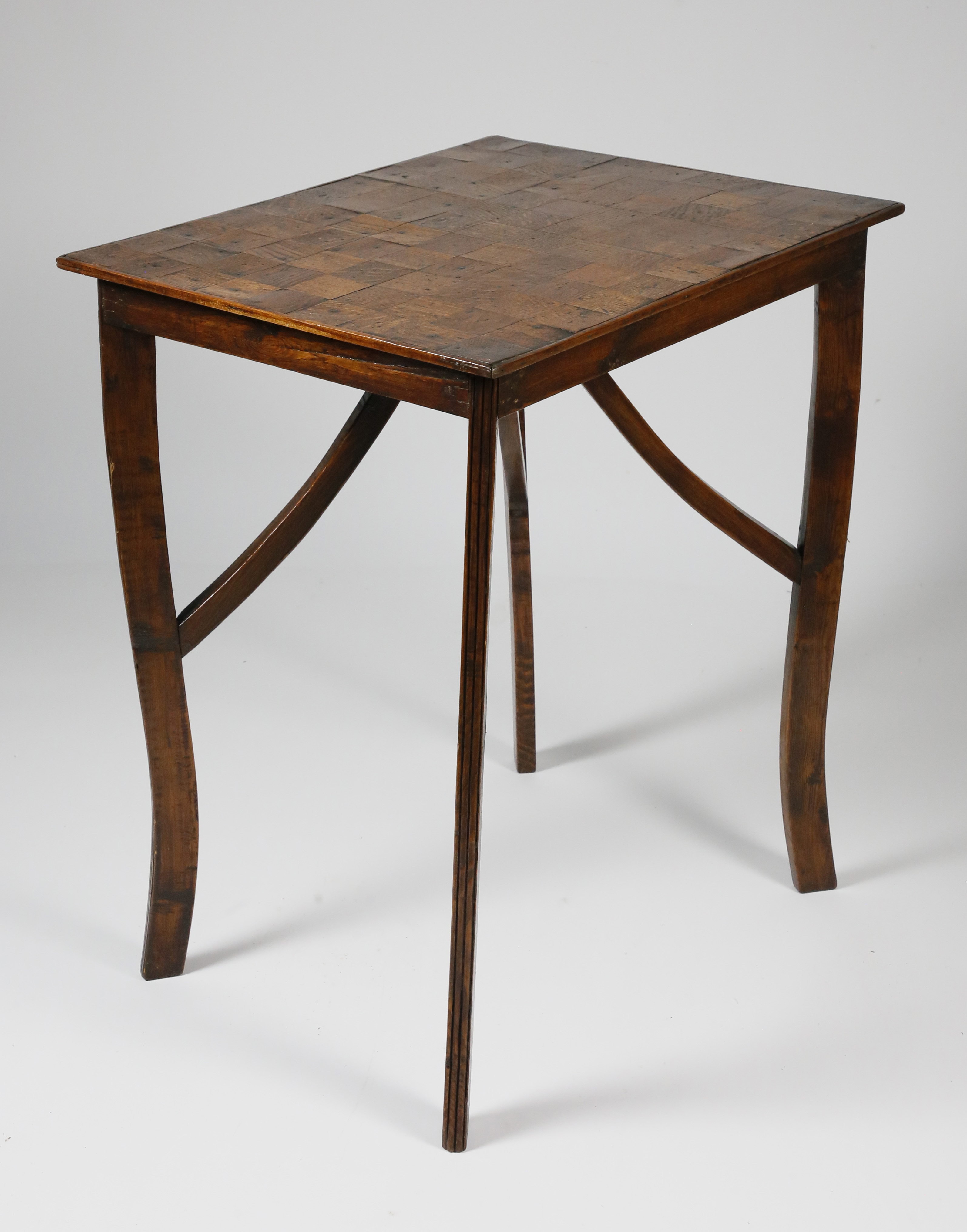 Antique Folk Art Parquetry Inlaid Checkerboard Top Side Table - Antique ...