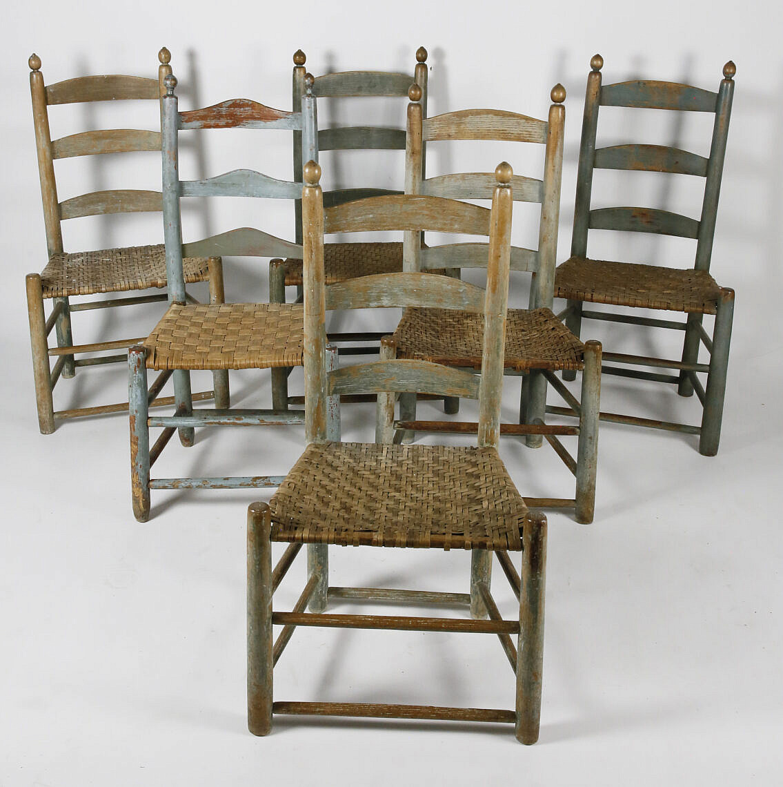 Set of Six Splint Seat Ladder Back Dining Chairs 19th Century - Set of ...