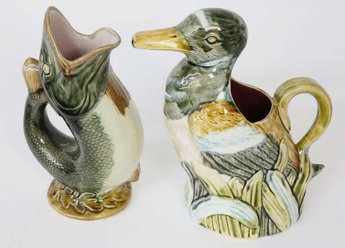 Vintage Majolica Duck and Fish Pitchers - Vintage Majolica Duck and ...