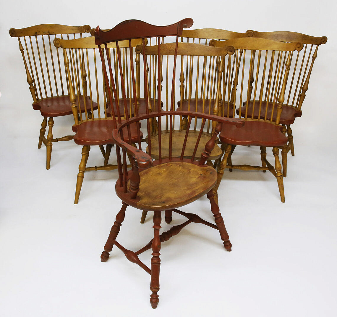 Set of 8 Contemporary American Fan-Back Windsor Dining Chairs - Set of ...