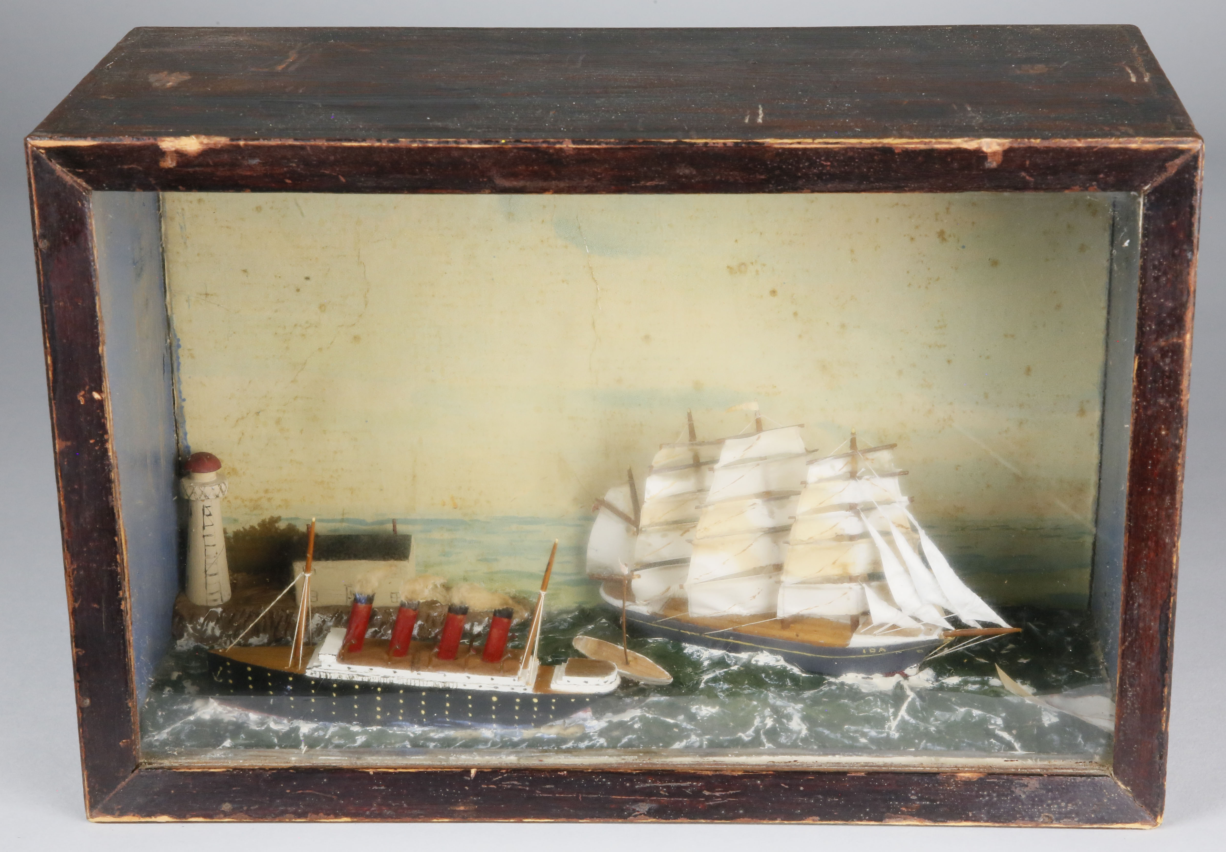 Antique Folk Ark Ship Shadow Box - Antique Folk Art Carved and Painted ...
