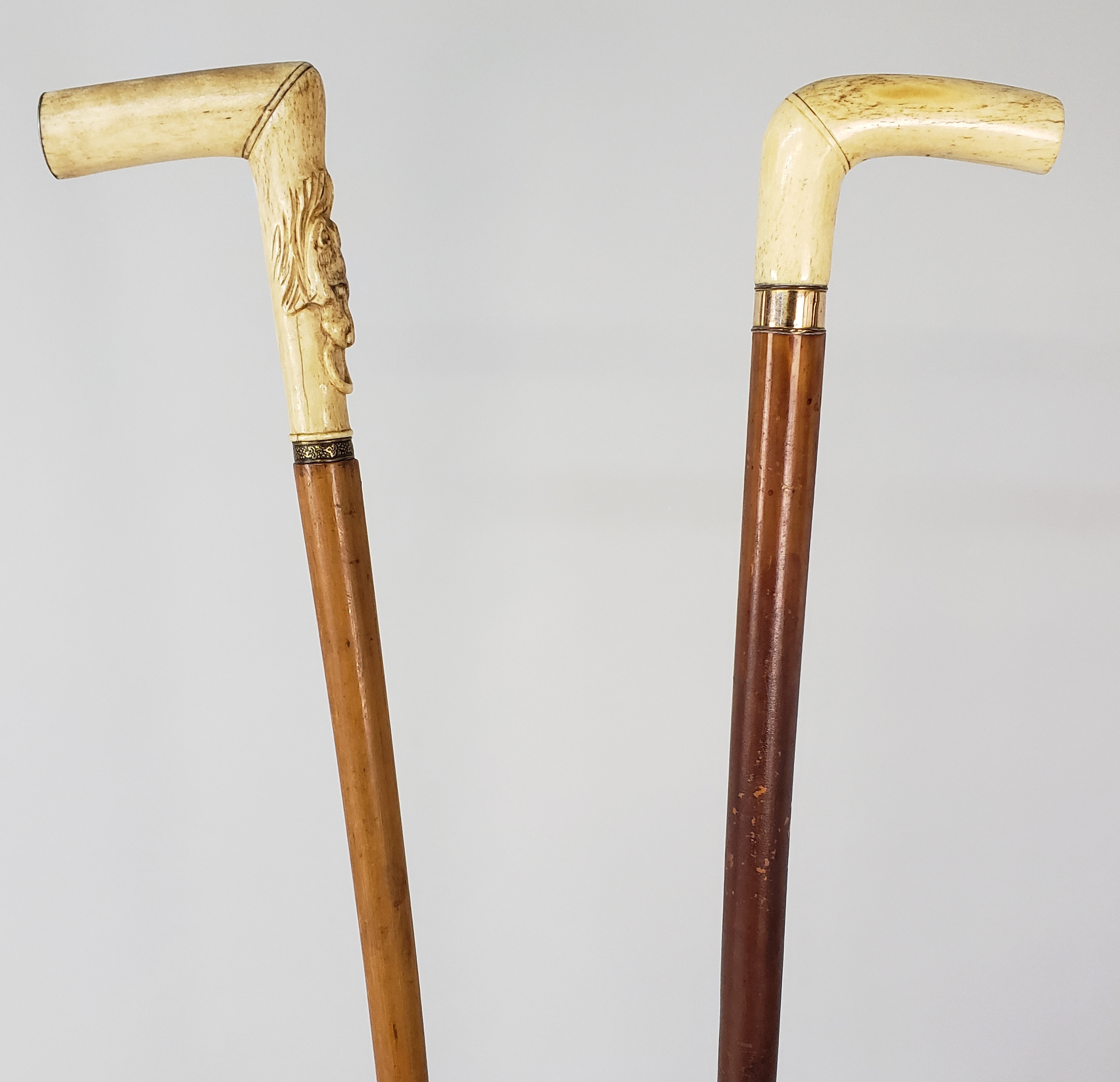 Two Antique Canes - Two Antique Whalebone Handled Canes - Rafael Osona ...