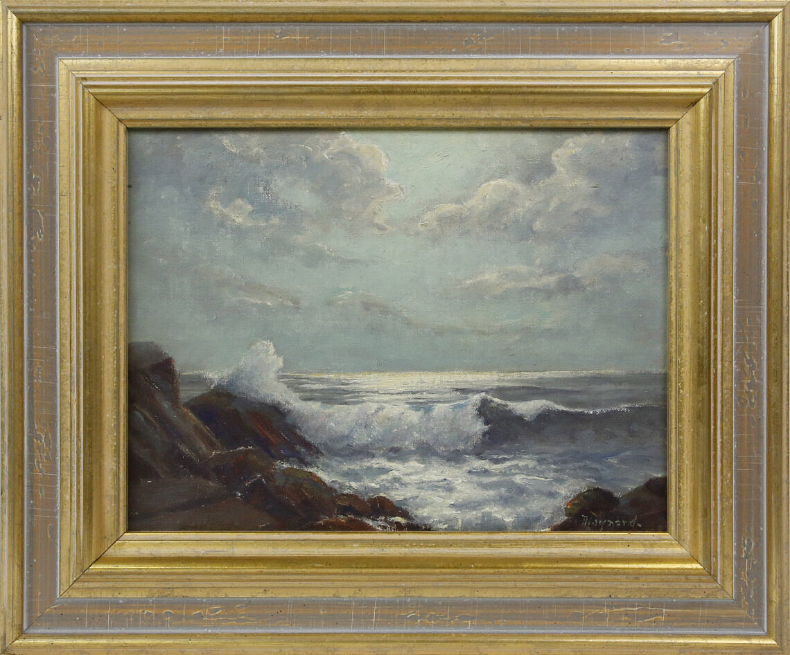 Edwin R. Maynard Oil on Board “Night Surf” - Edwin R. Maynard Oil on ...