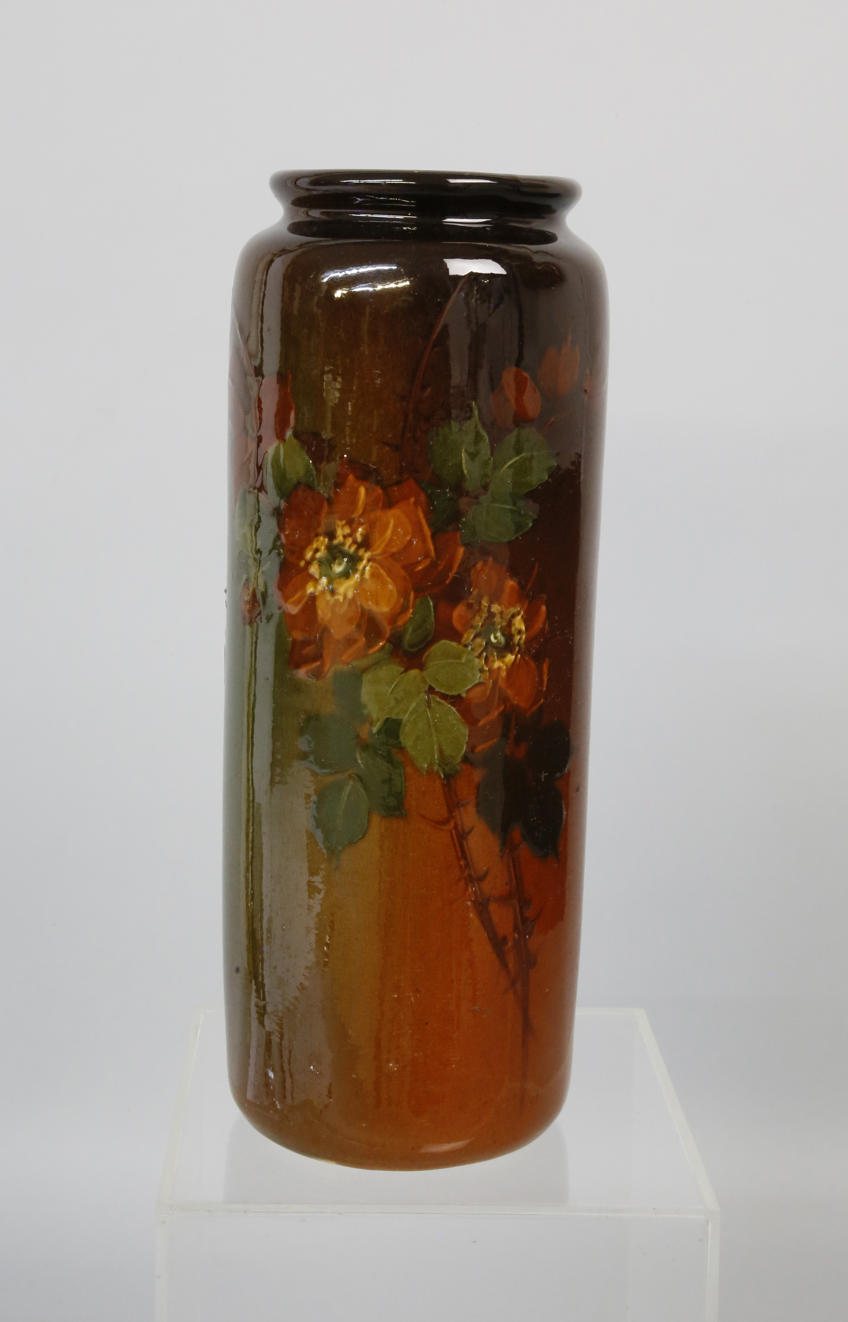 Weller Pottery Vase with Hand Painted Rose Blossosm - Weller Pottery ...