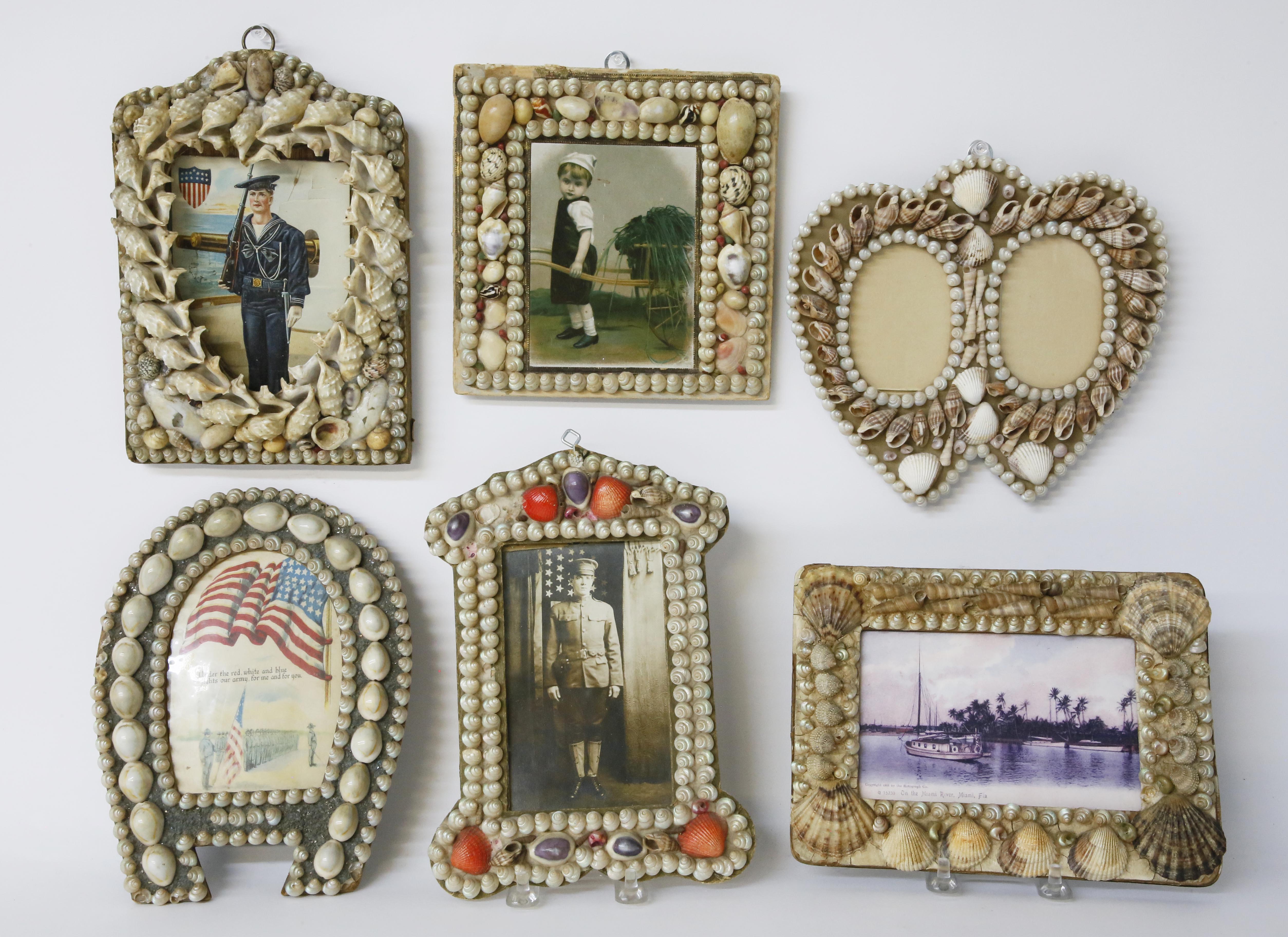 Set of Six Antique Pictorial Frames with Shell Surrounds - Set of Six ...