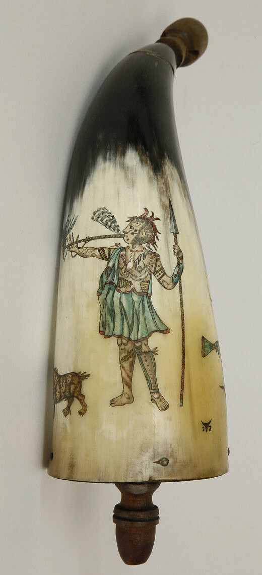 Polychrome Scrimshaw Powder Horn Contemporary - Contemporary Polychrome ...
