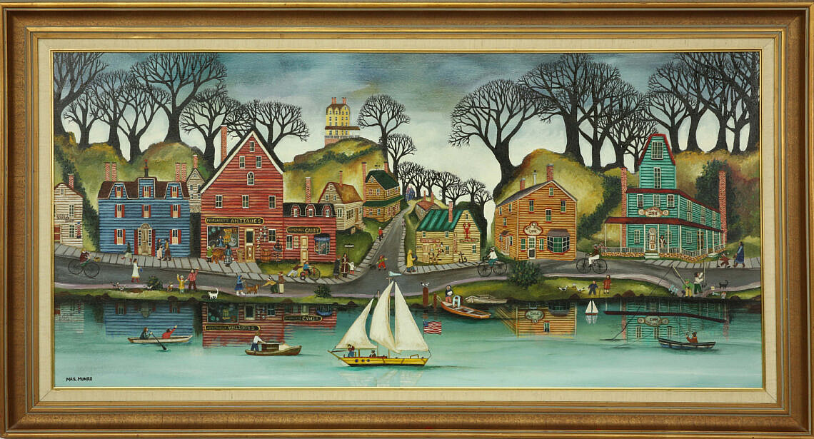 Jan L. Munro Oil on Canvas "North Bay Street" - Jan L. Munro Folk Art ...