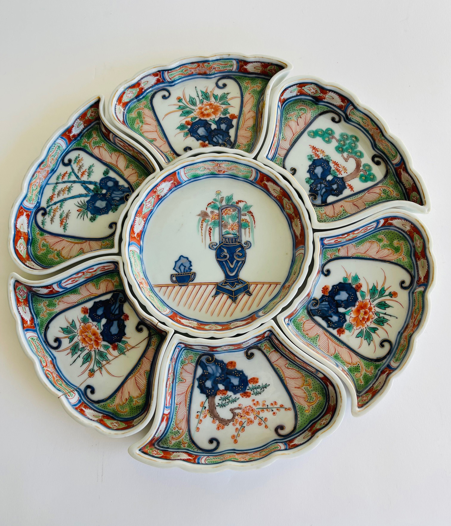 Asian Imari Porcelain Seven-Piece Condiment Set 19th Century - Asian ...