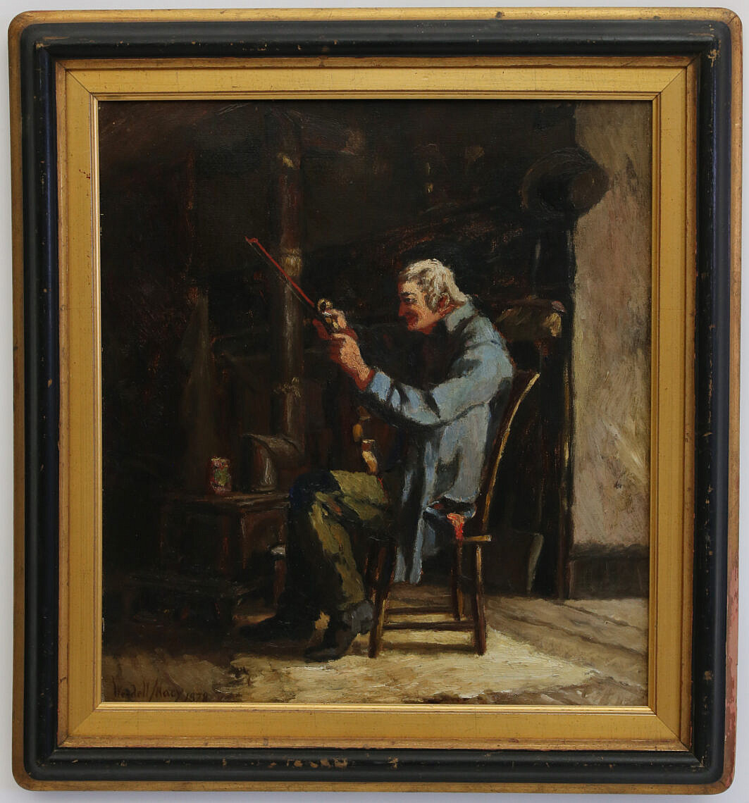 Wendell Macy (1845-1913) Oil on Canvas "The Fiddler" circa 1878 ...