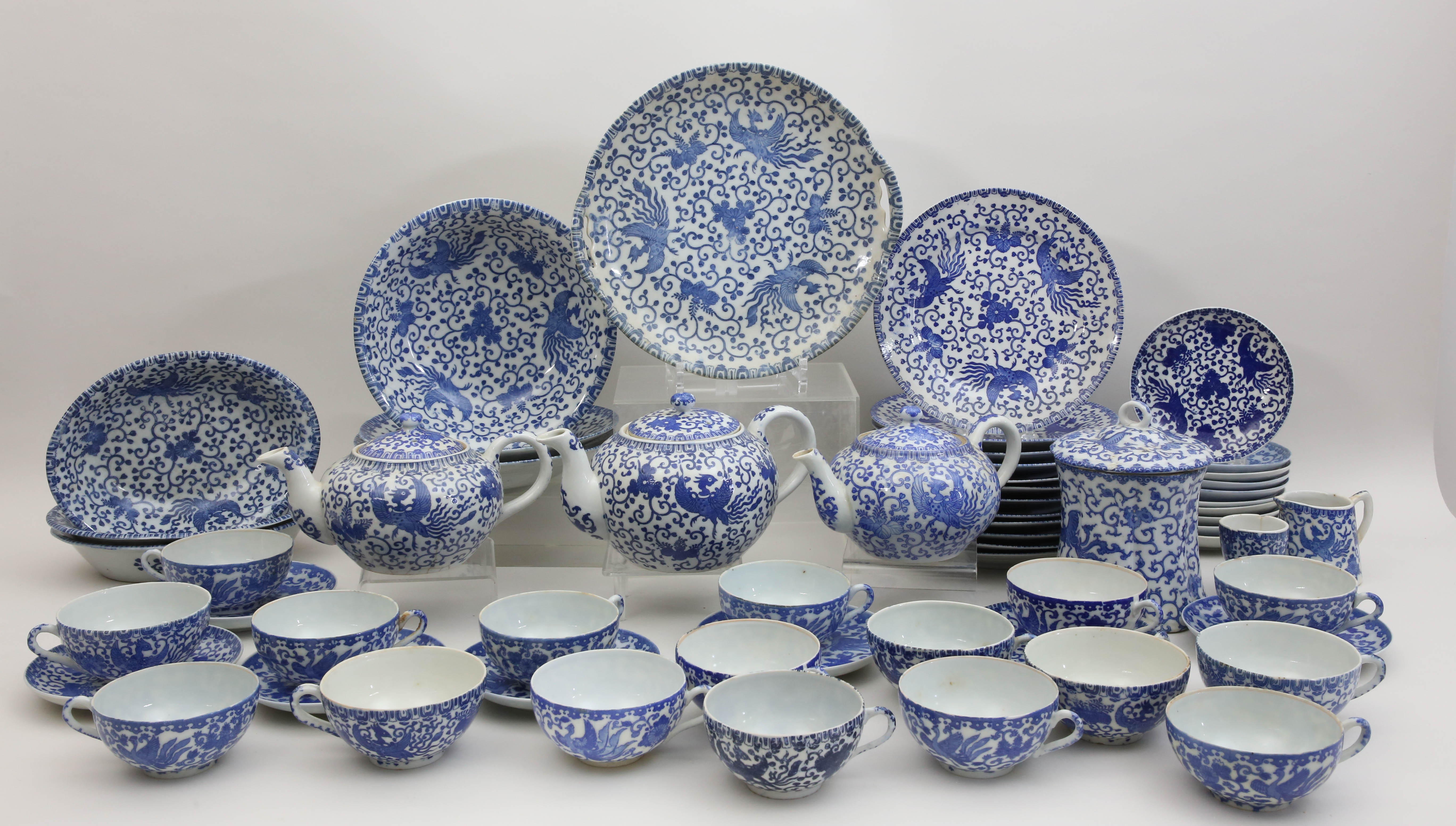Japanese "Phoenix Bird" Assembled Porcelain Service early 20th Century ...