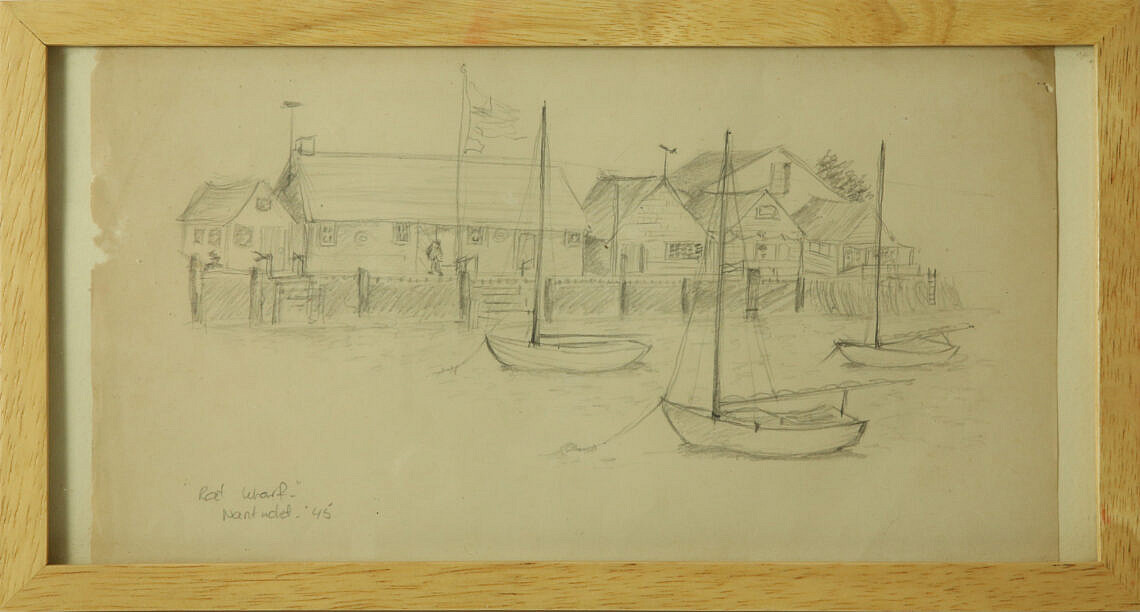 Nantucket Pencil Drawing Wharf Rat Club - Vintage Nantucket Pencil ...
