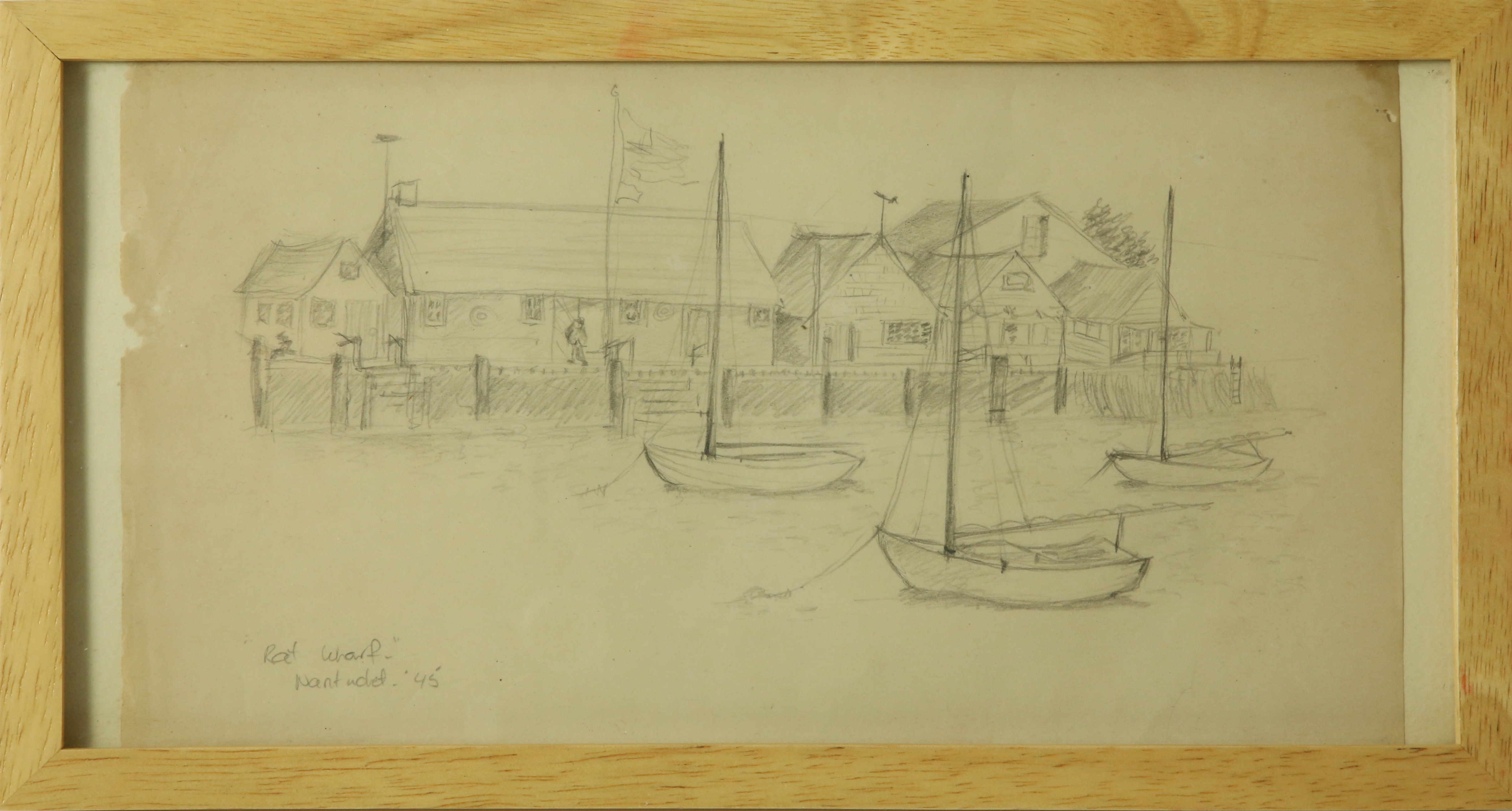 Nantucket Pencil Drawing Wharf Rat Club - Vintage Nantucket Pencil ...