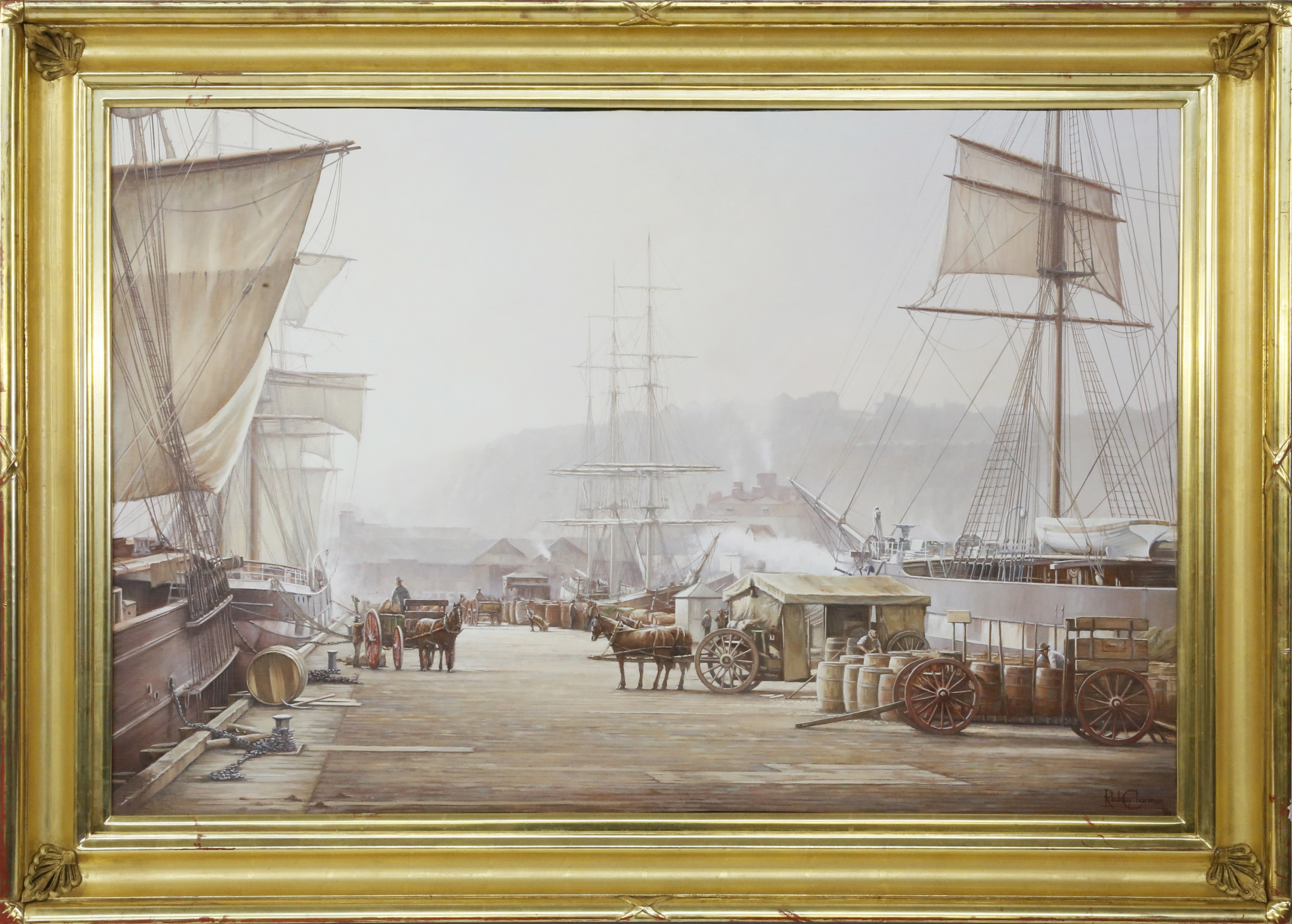 Rodney Charman Oil on Canvas "San Francisco Wharf" - Rodney Charman Oil ...