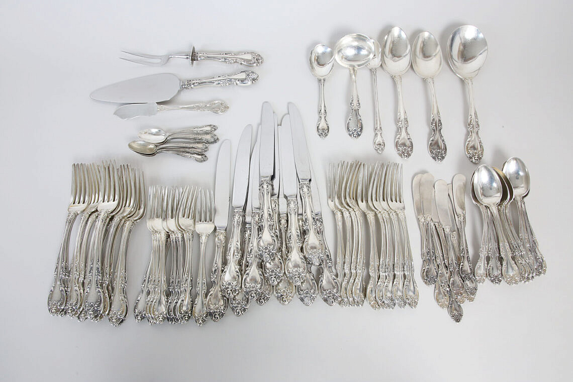 86 Piece Gorham Sterling Silver Flatware "Melrose" Pattern - 86 Piece ...