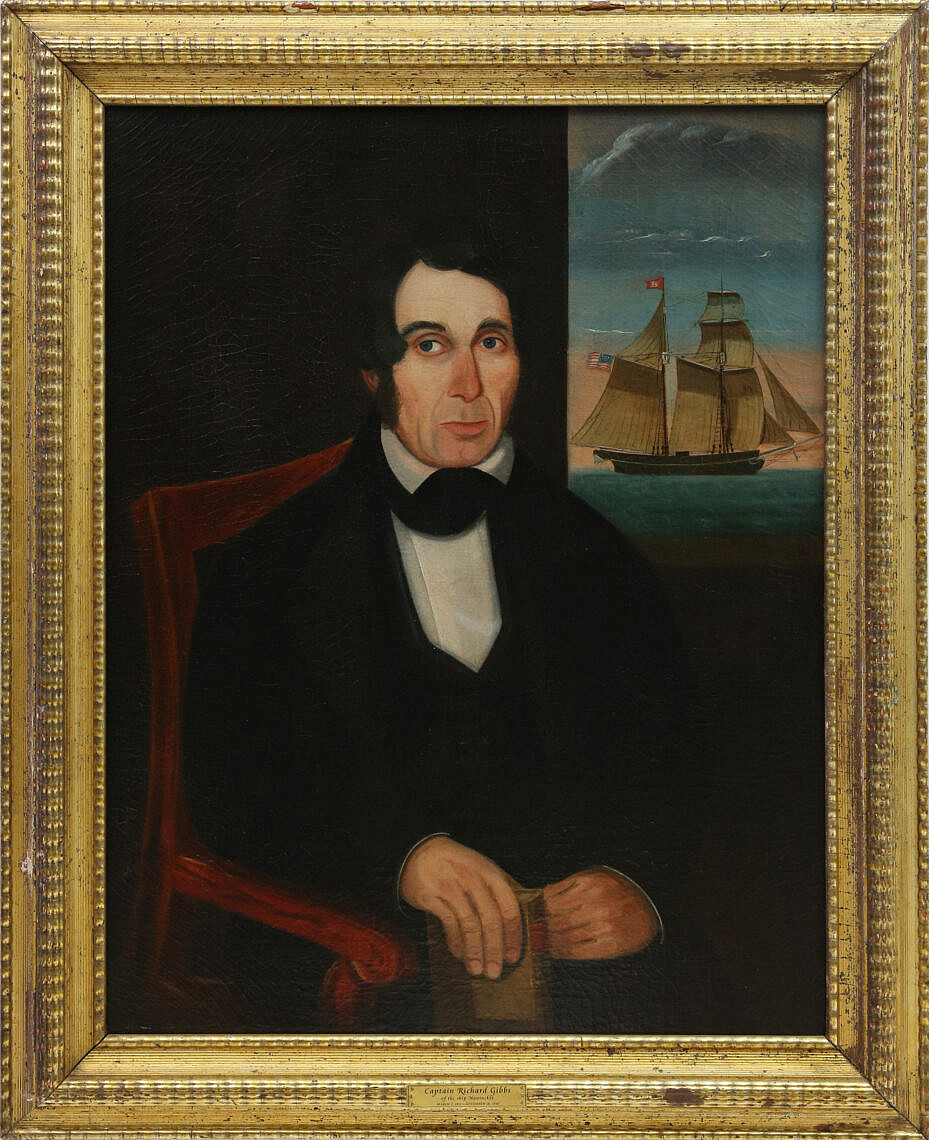 Oil on Canvas "Portrait of Captain Richard Gibbs of Nantucket" - Oil on ...