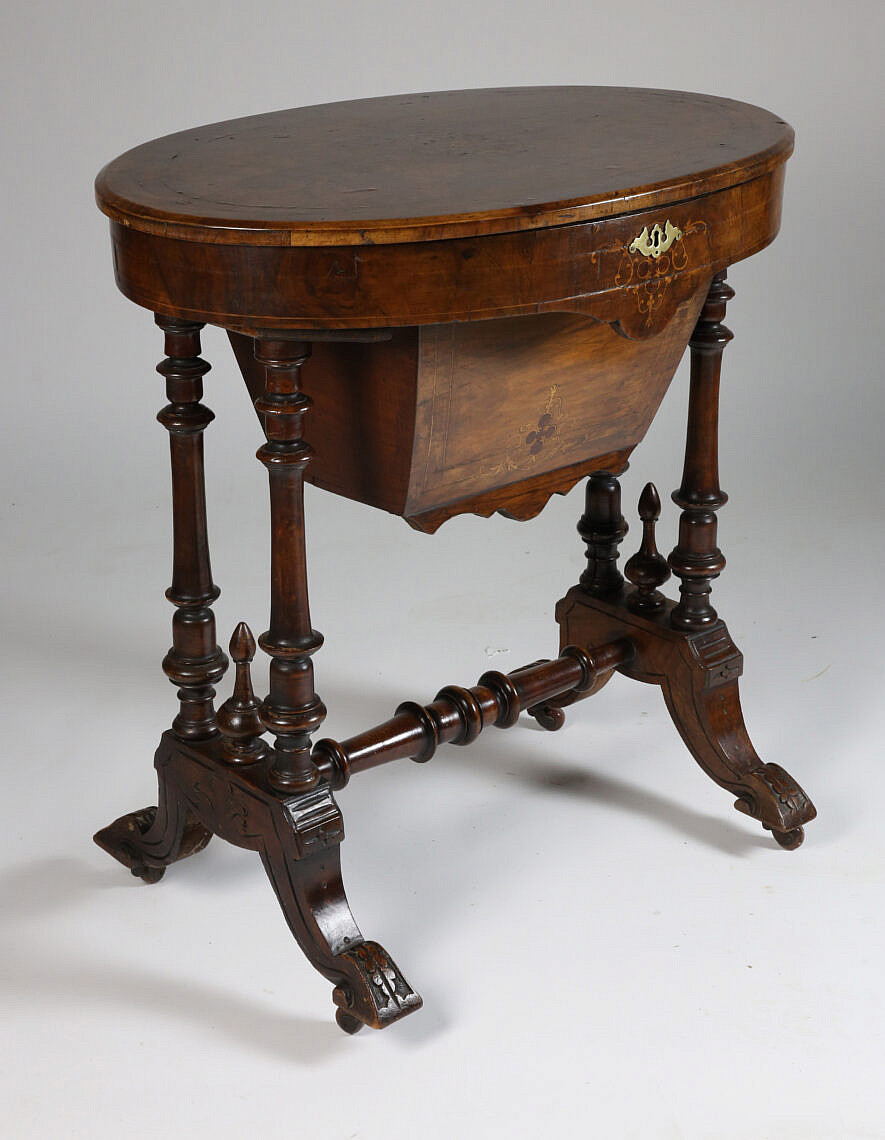 Victorian Burlwood Sewing Stand 19th Century - Victorian Burlwood ...