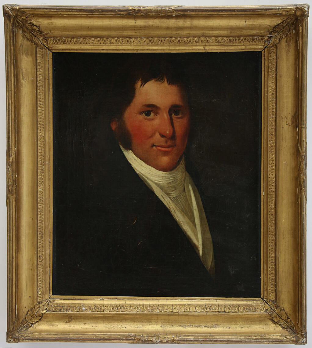 Charles Delin Oil on Canvas "Portrait of Captain David Baxter" (b. 4 ...