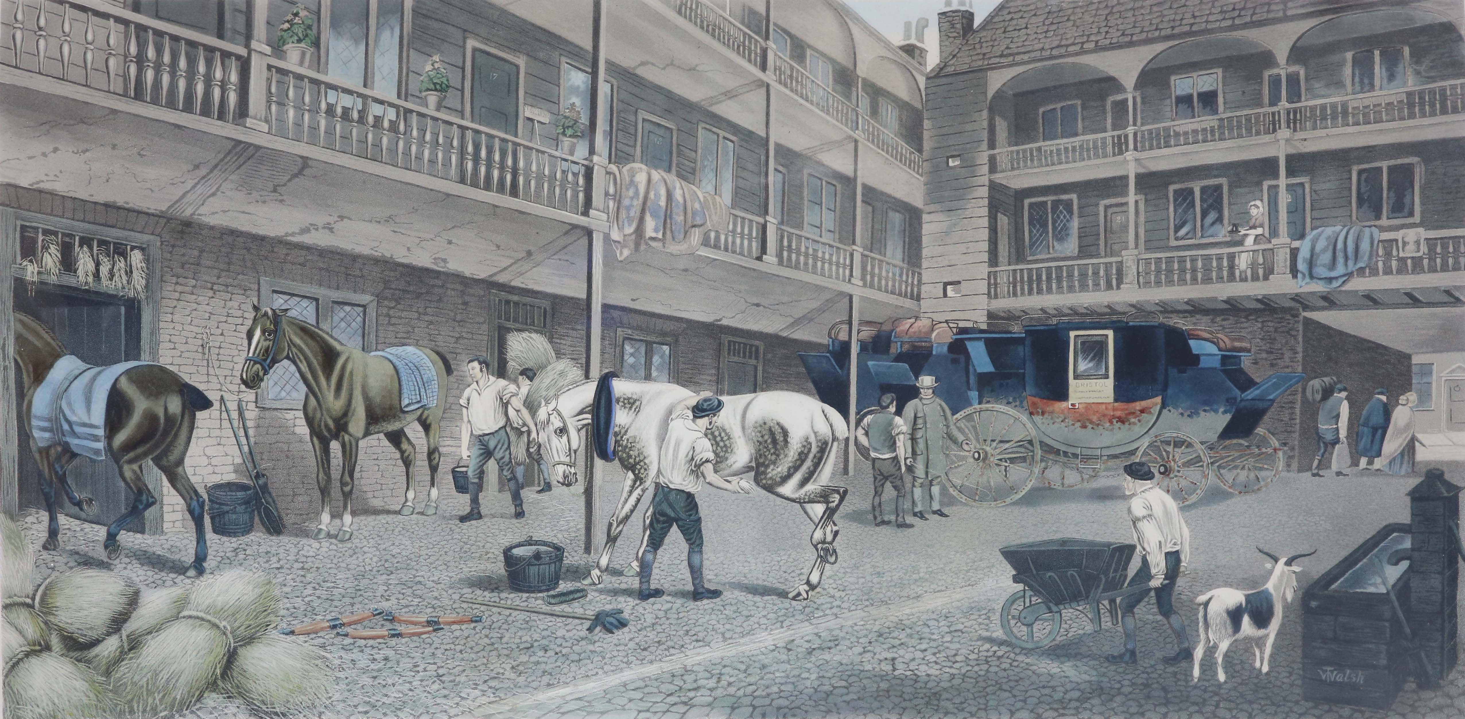 "The Old Inn Yard" Engraving 19th Century - "The Old Inn Yard ...