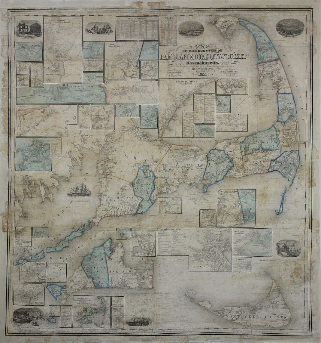 Henry F. Walling Engraved Printed Colored and Mounted 1858 Map of the ...