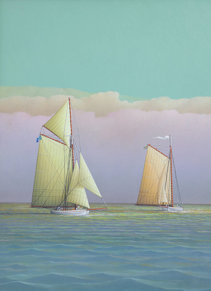 George Nemethy Oil on Artist Board "Sailing Side by Side" - George ...