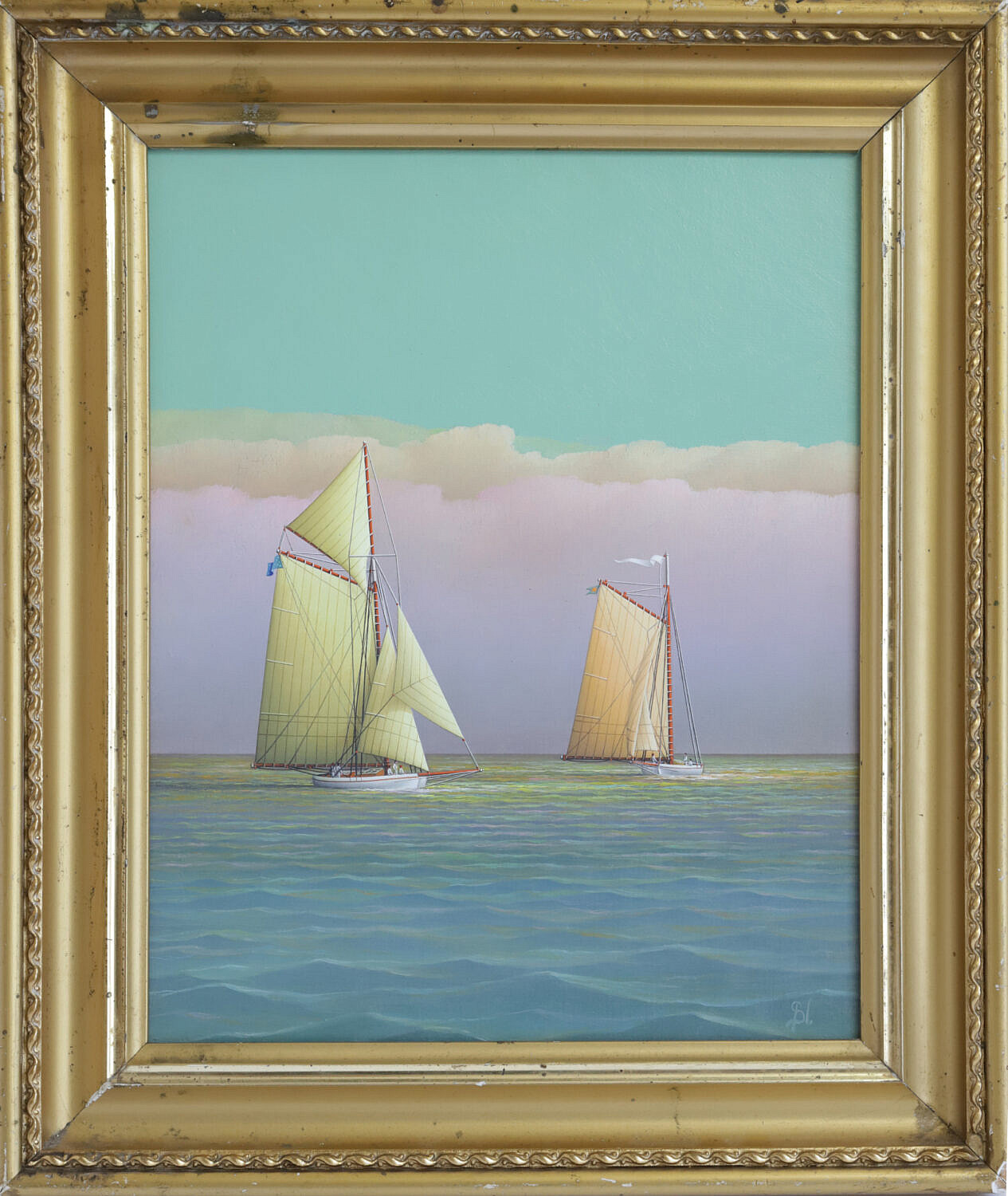 George Nemethy Oil on Artist Board "Sailing Side by Side" - George ...