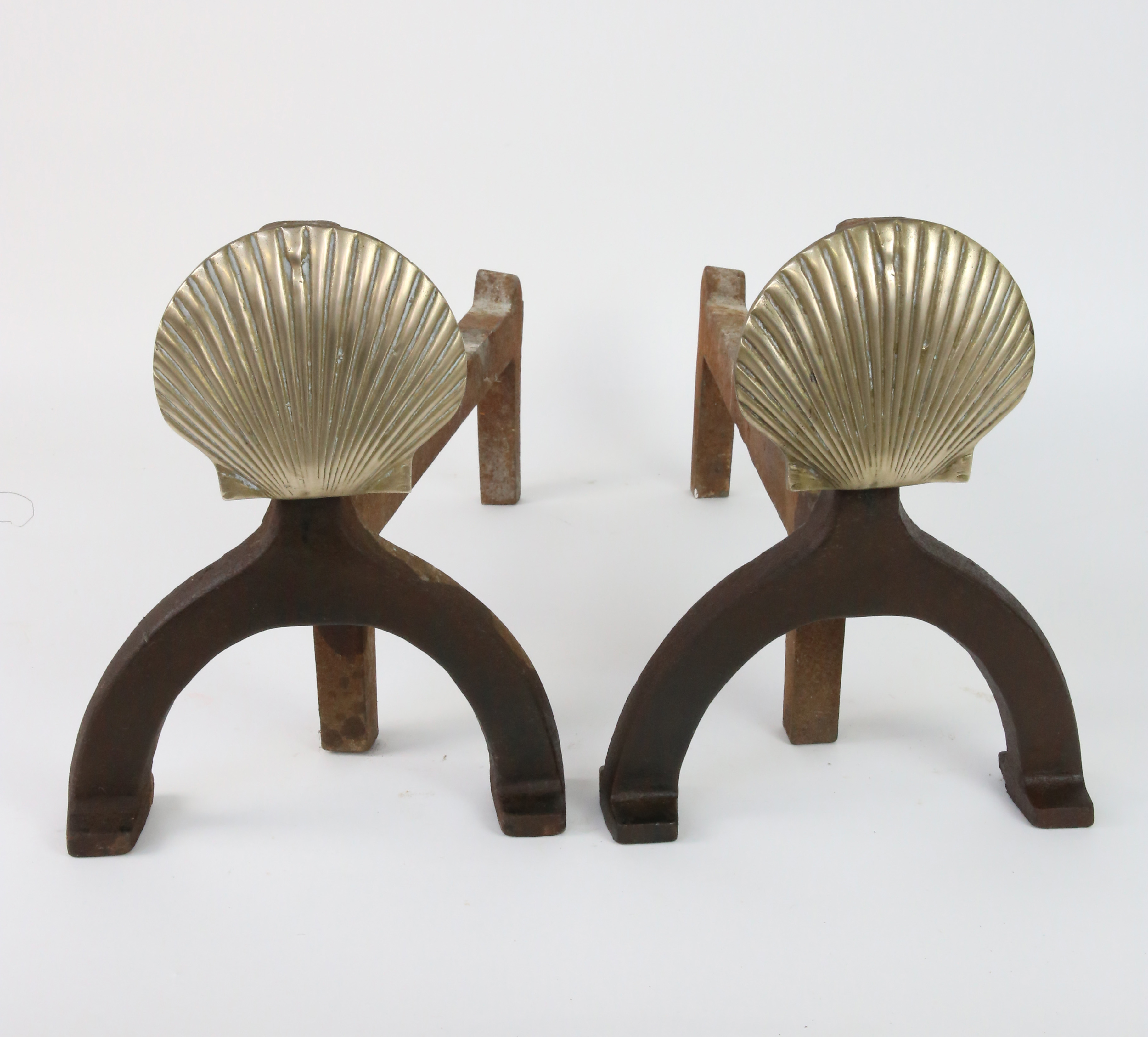 Pair of Vintage Brass Scallop Shell Andirons 19th Century - Pair of ...
