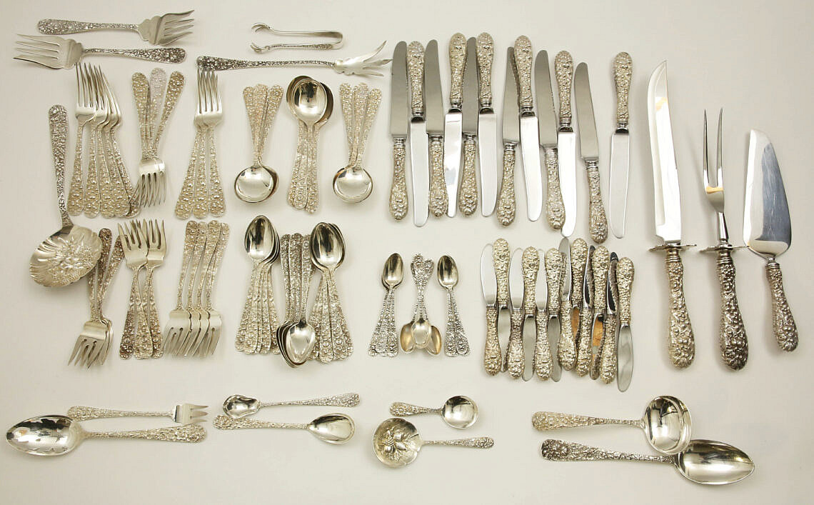 105 Piece Kirk Stieff Sterling Silver Flatware Service in the "Rose ...