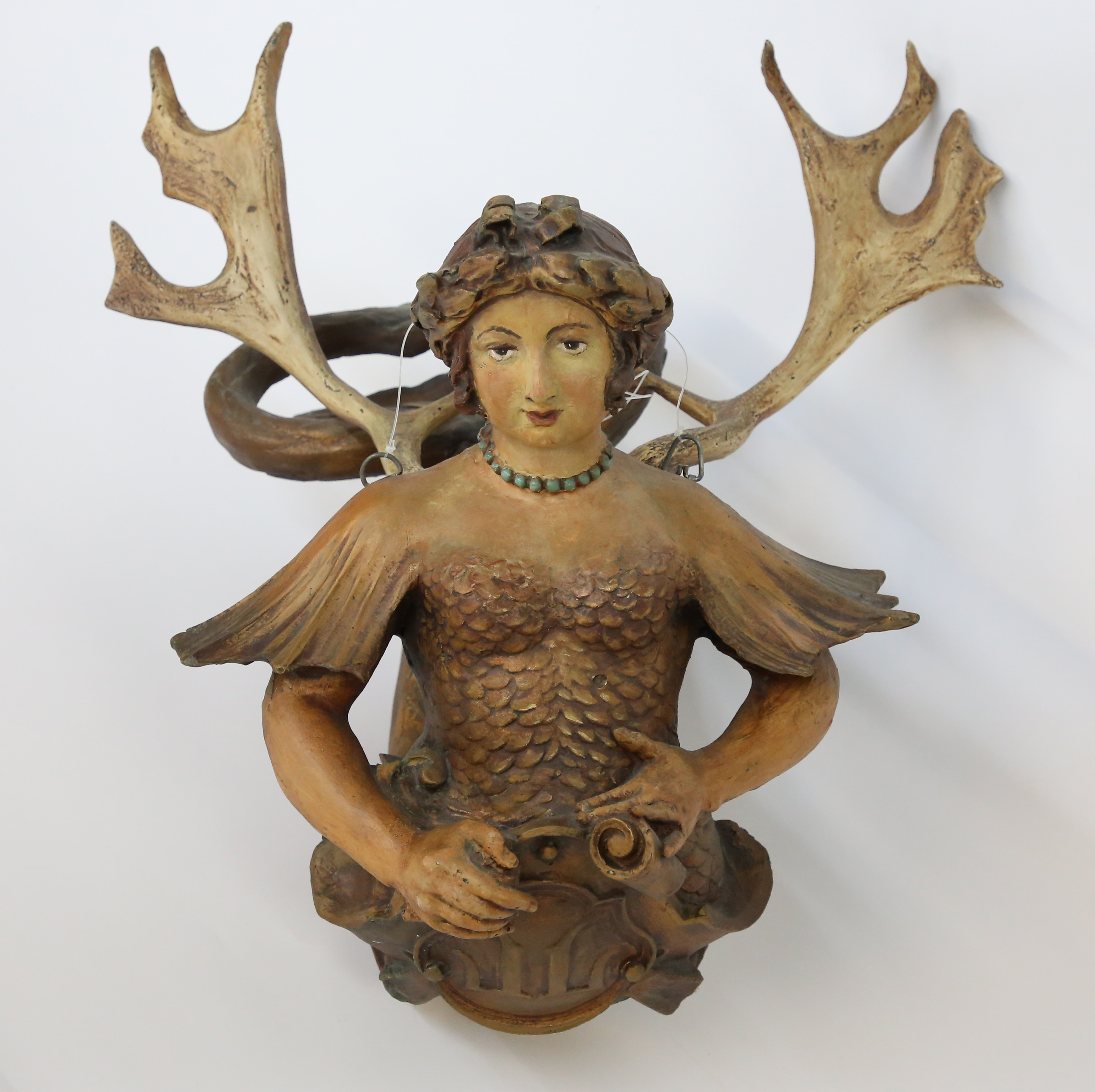 Vintage German Medieval Style "Lusterweibchen" Mermaid and Staghorn ...