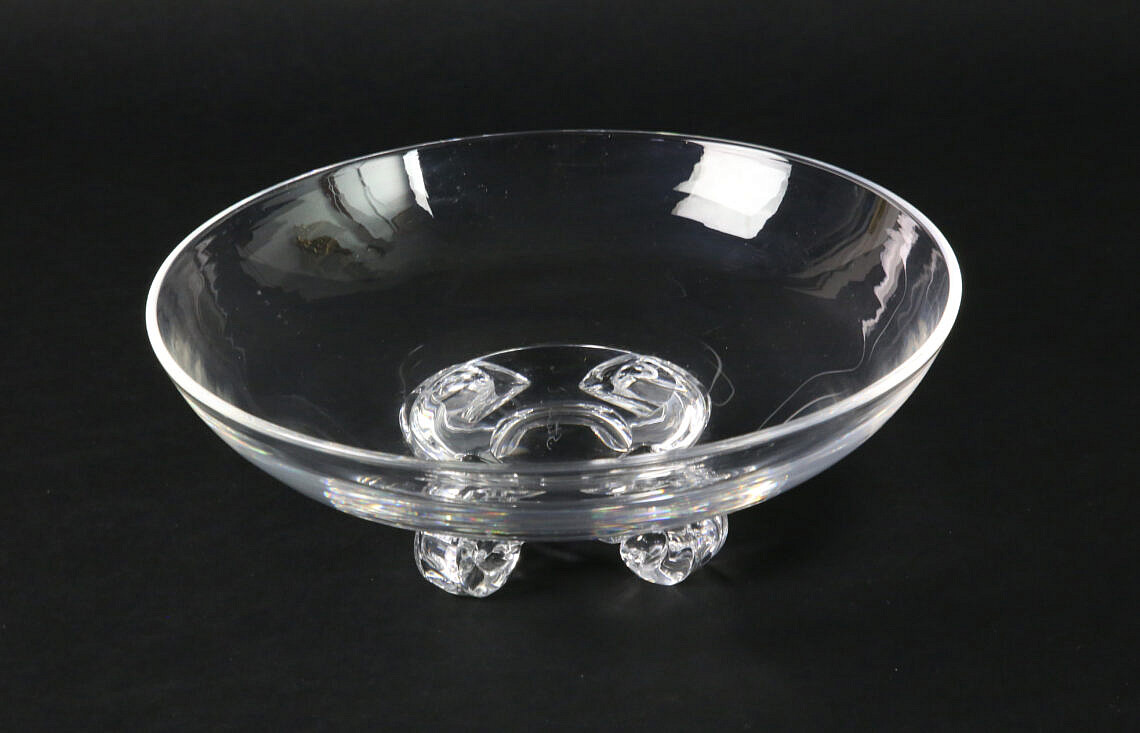 Signed Steuben Clear Crystal Footed Bowl - Signed Steuben Clear Crystal ...