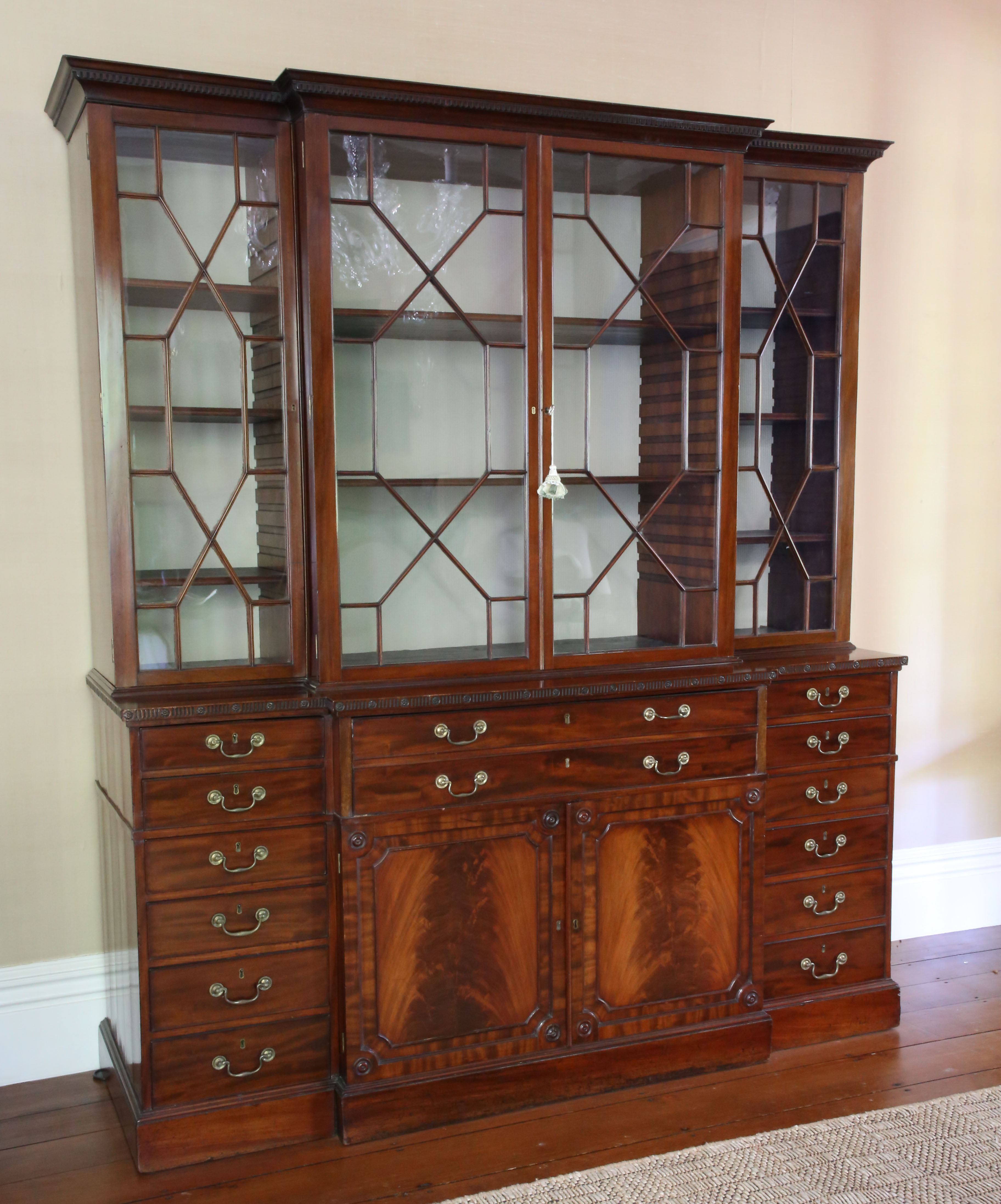 Fine Chippendale Mahogany Breakfront Desk and Bookcase English Circa ...