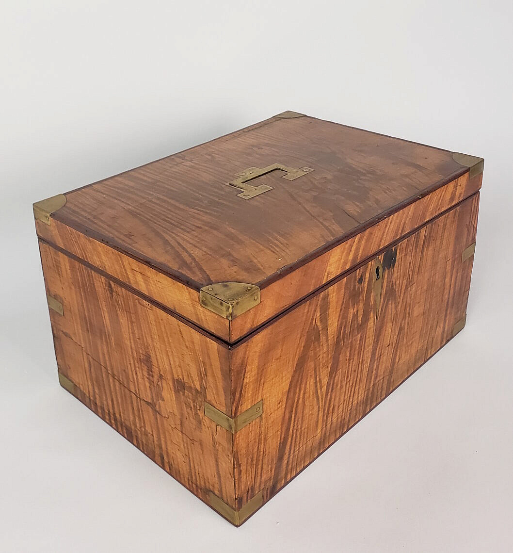 Tiger Maple Brass Bound Box 19th Century - Antique Tiger Maple Brass ...