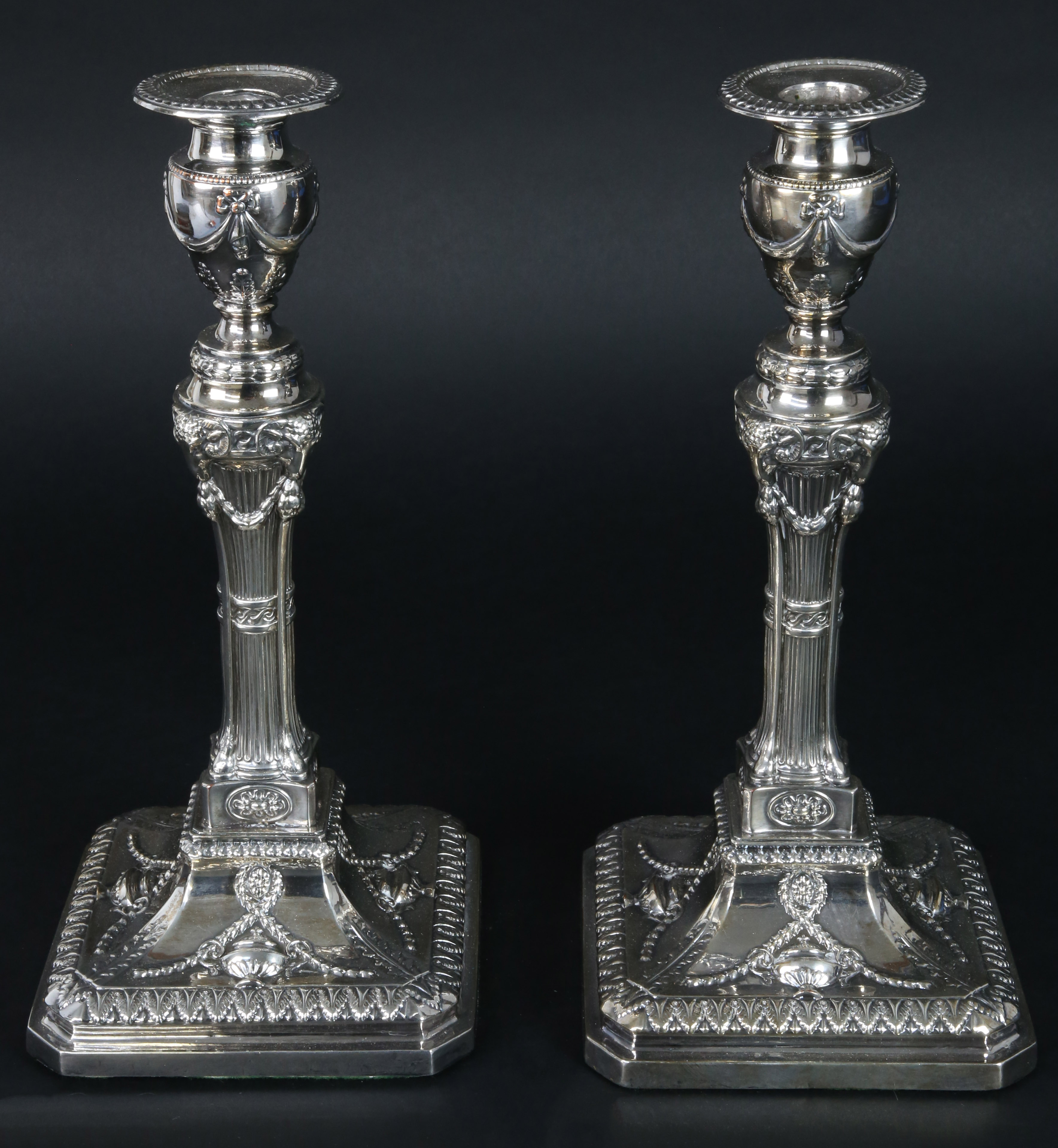 Pair of Fine Antique English Sheffield Silver Plate Candlesticks - Pair ...