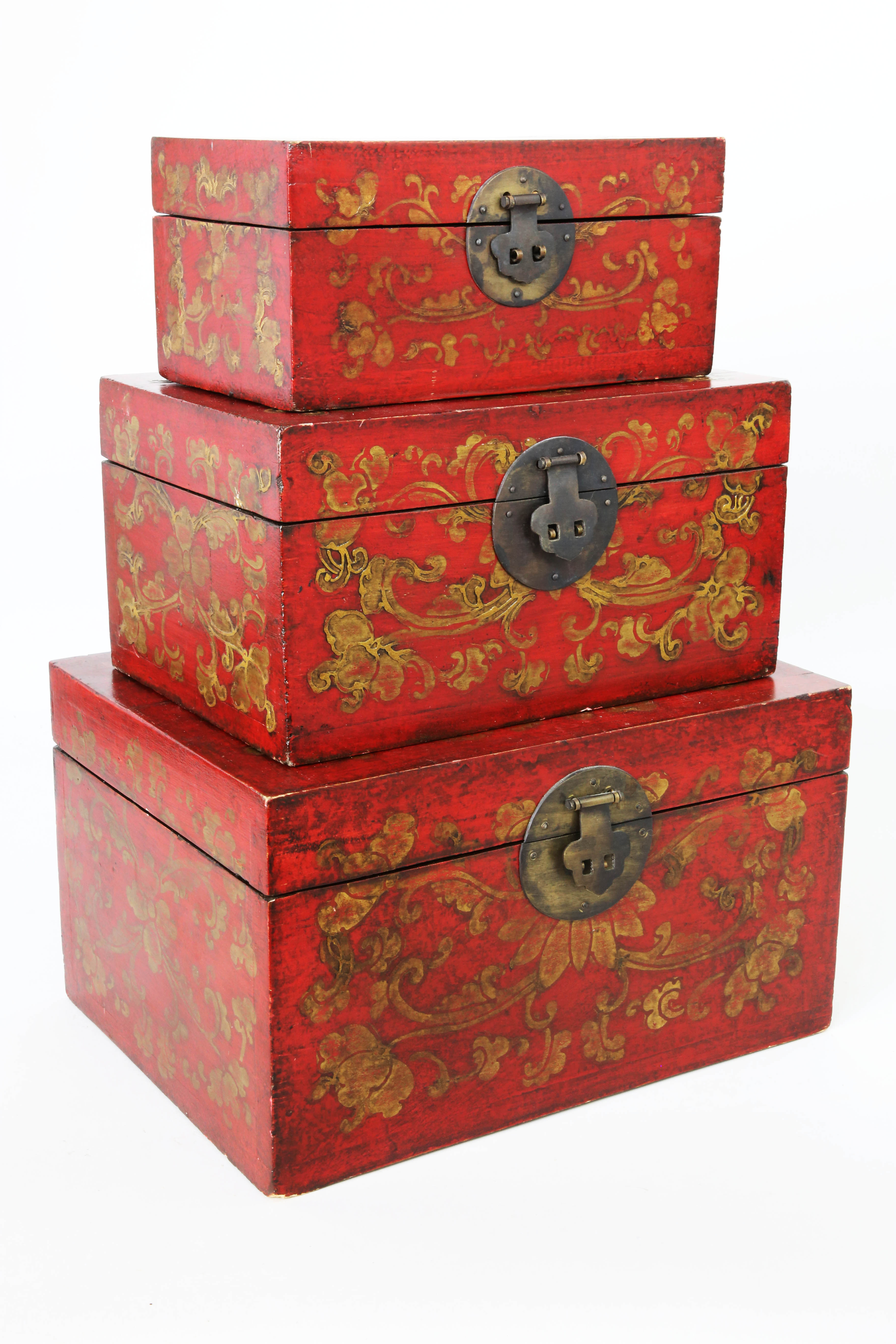 Set of Three Diminutive Chinese Gilt Decorated Storage Boxes - Set of ...