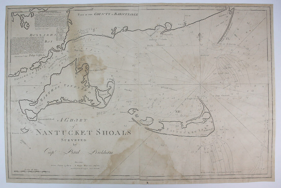 A Chart of Nantucket Shoals Surveyed by Capt. Paul Pinkham Boston ...