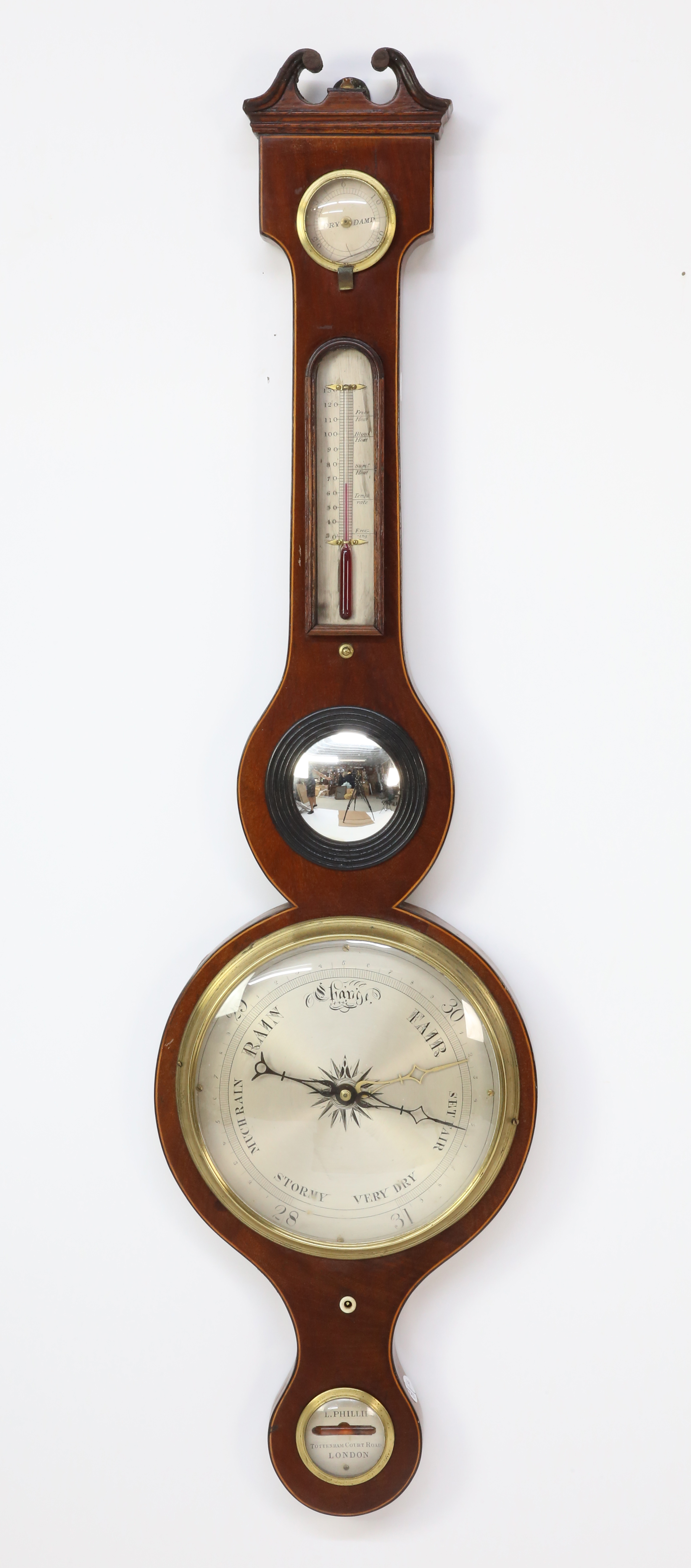 L. Phillips Banjo Barometer 19th Century Tottenham Court Road London ...