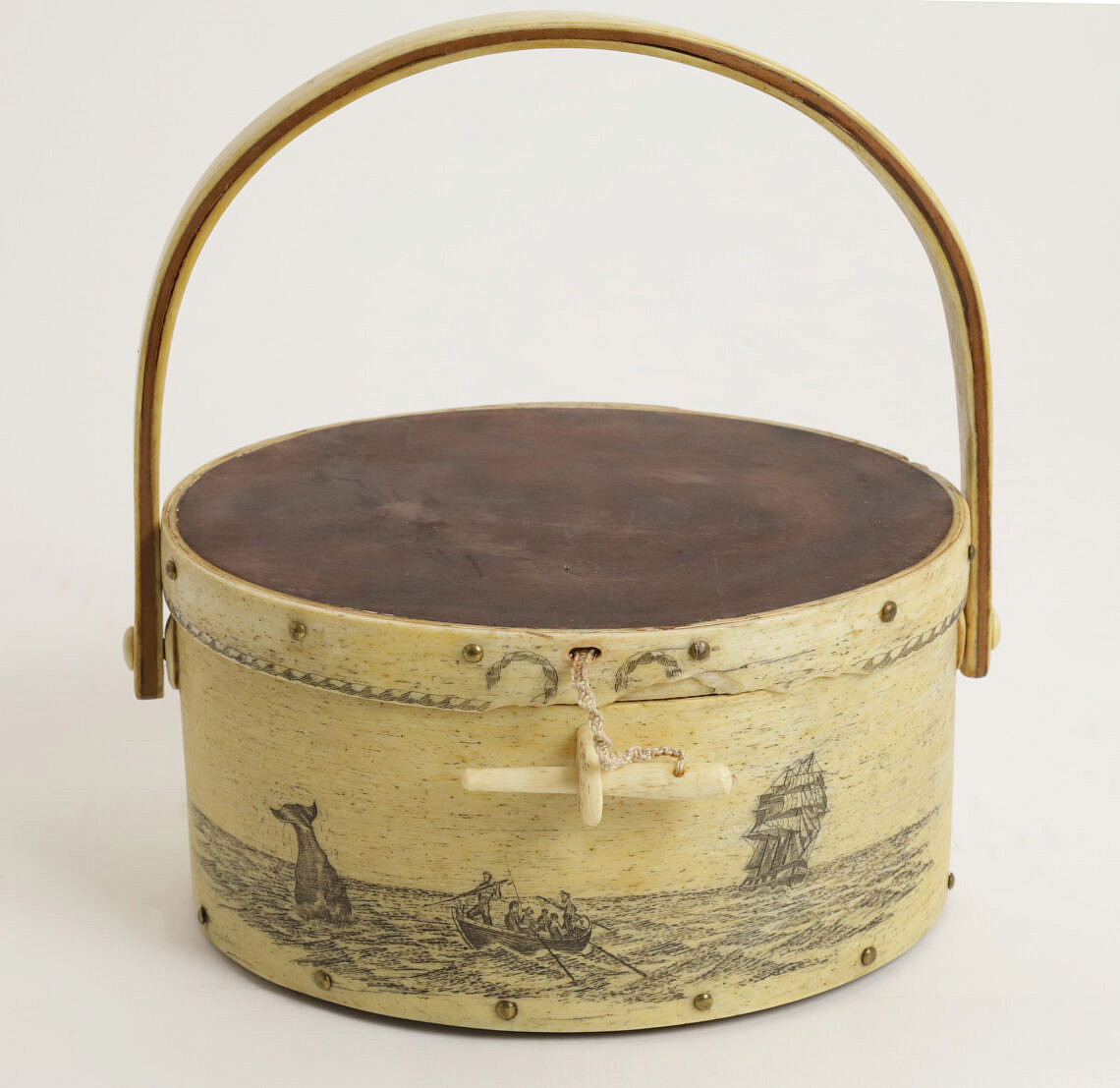 Scrimshaw Panbone Ditty Box Purse with Oval Exotic Wood Top and Bottom ...