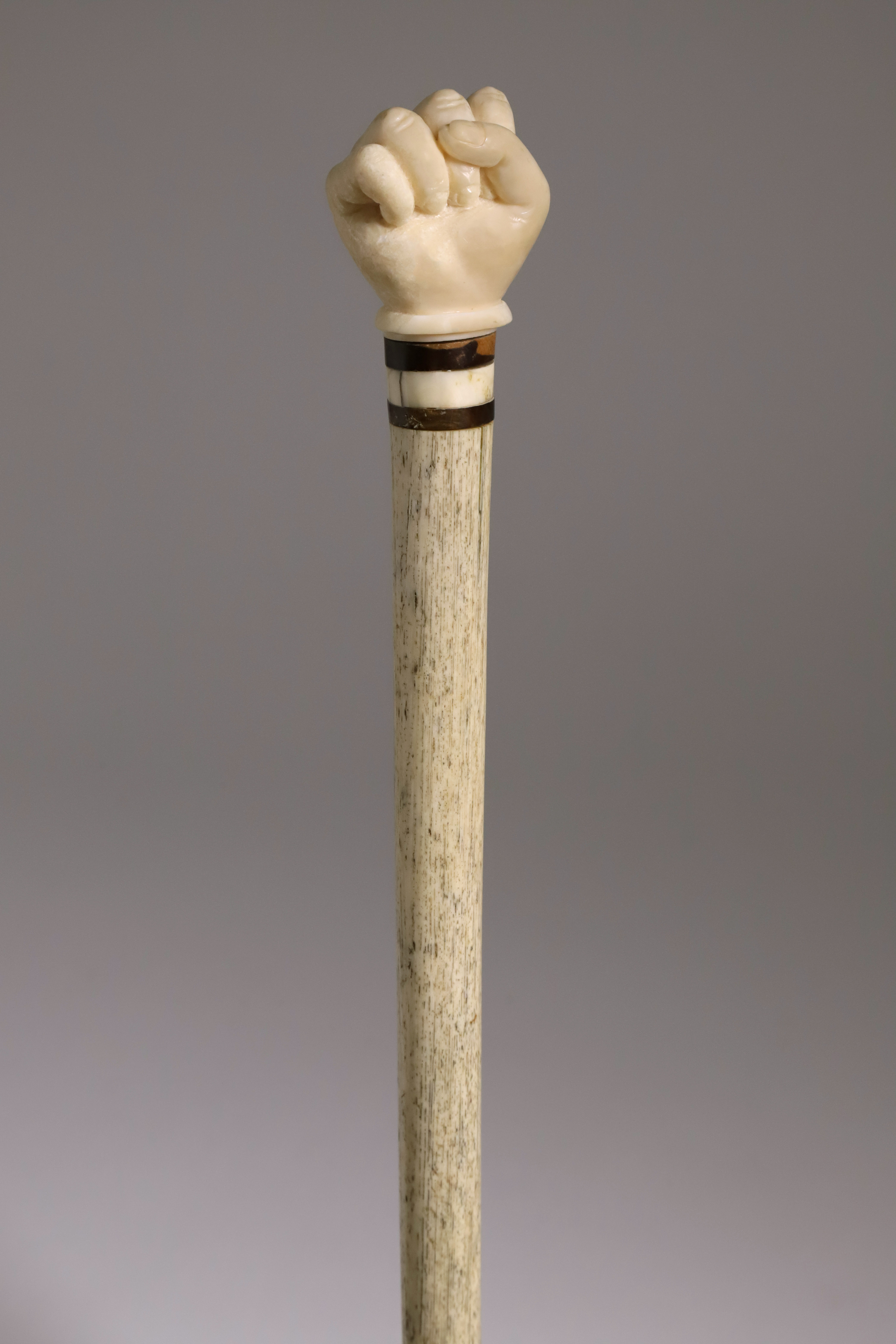 Antique Whale Ivory Clenched Fist Handled Walking Stick circa 1850 ...