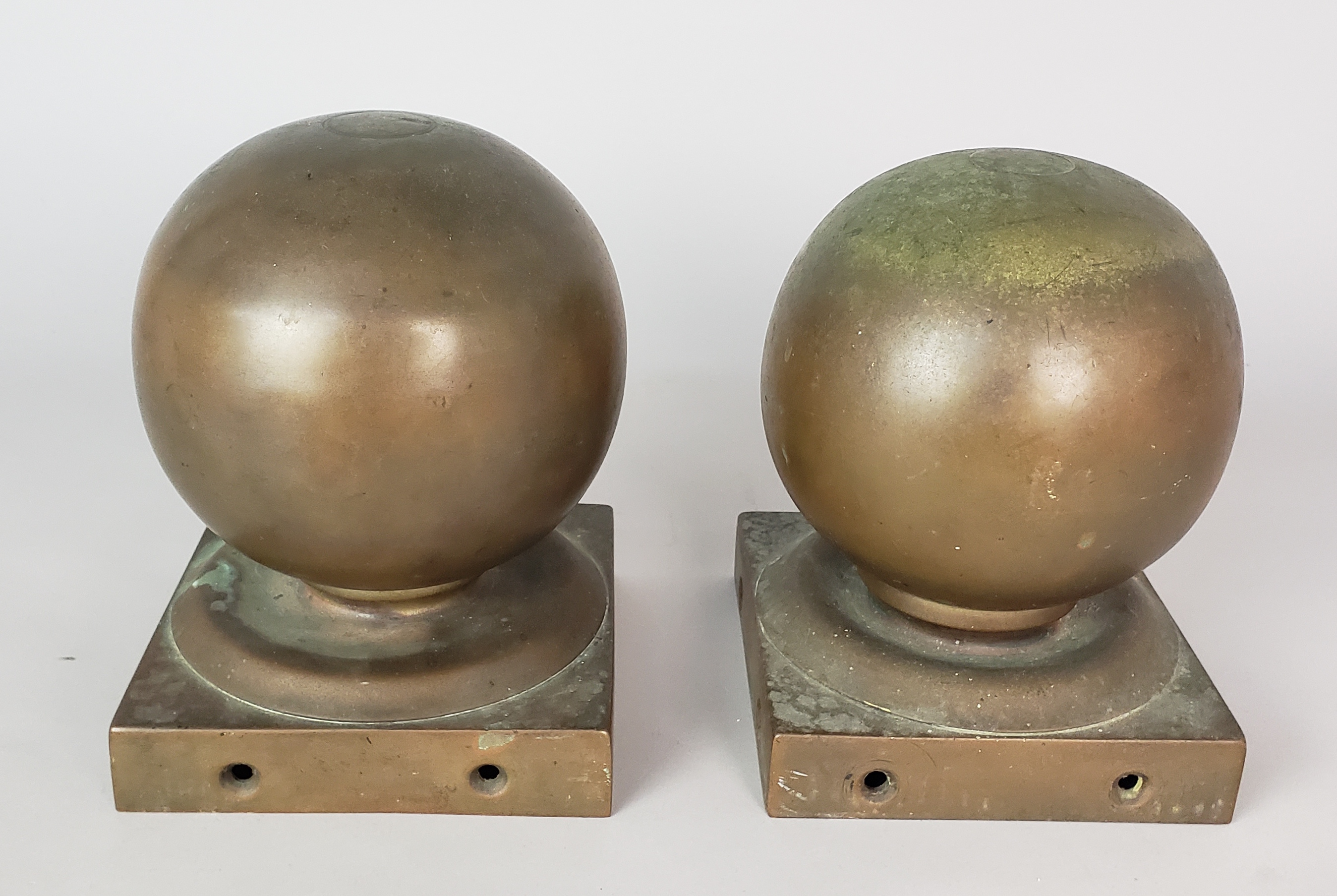 Brass Cannon Ball Architectural Finial Posts - Pair of Antique -Vintage ...