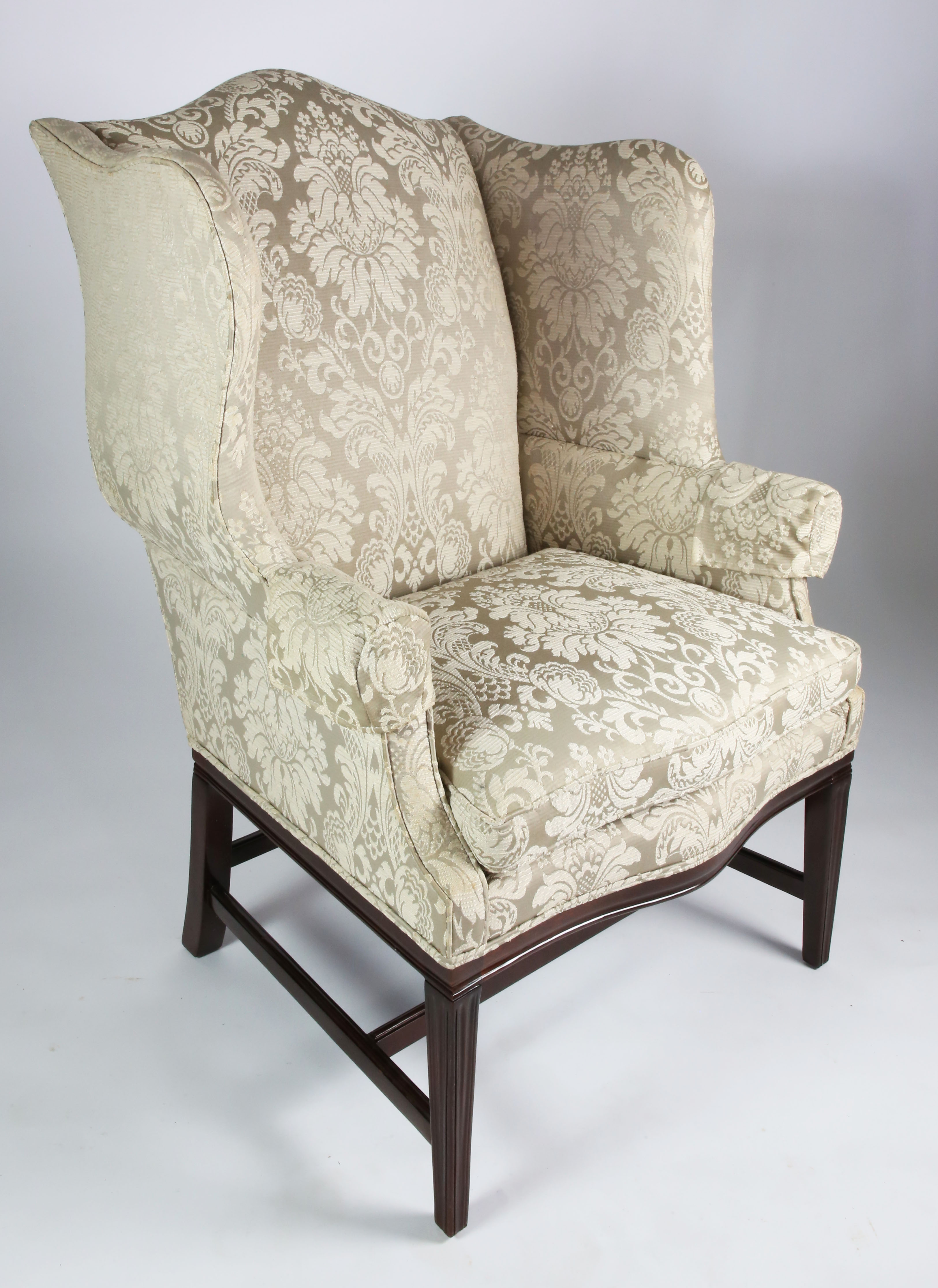 Hancock & Moore Damask Upholstered Wing Chair - Hancock & Moore Damask ...