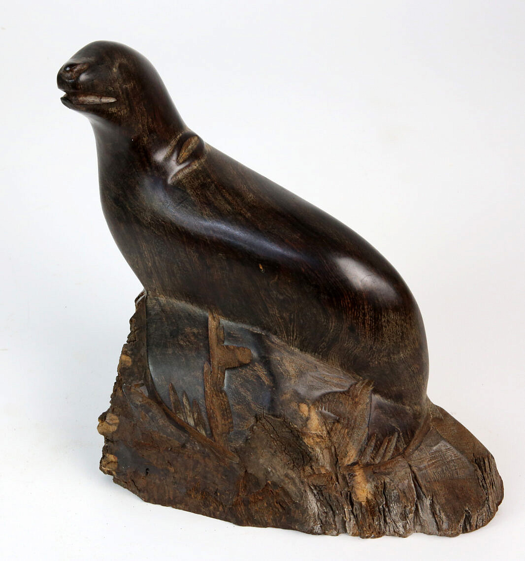 Folk Art Tropical Hardwood Naturalistically Carved Seal - Folk Art ...